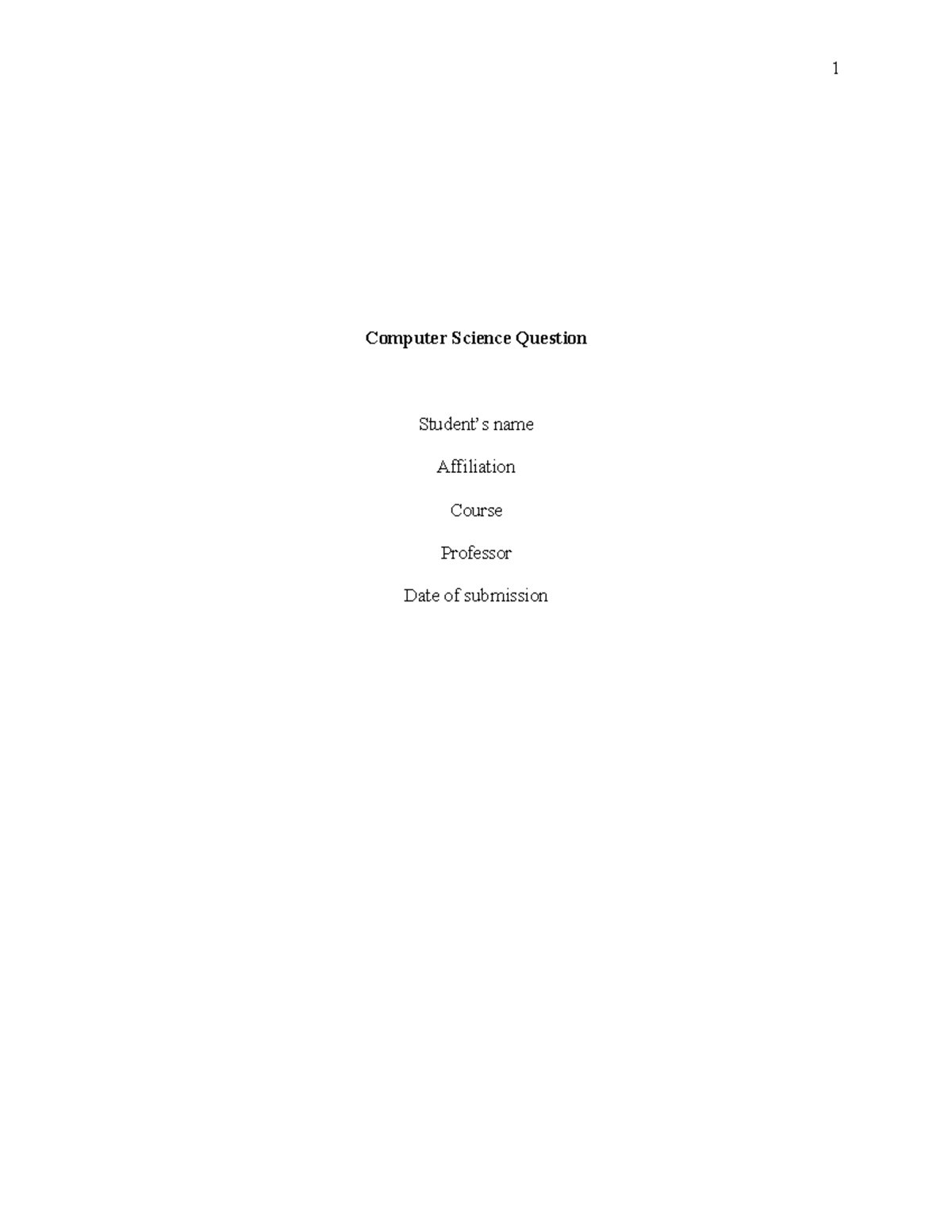 Answer 1 - Assignment - Computer Science Question Student’s name ...