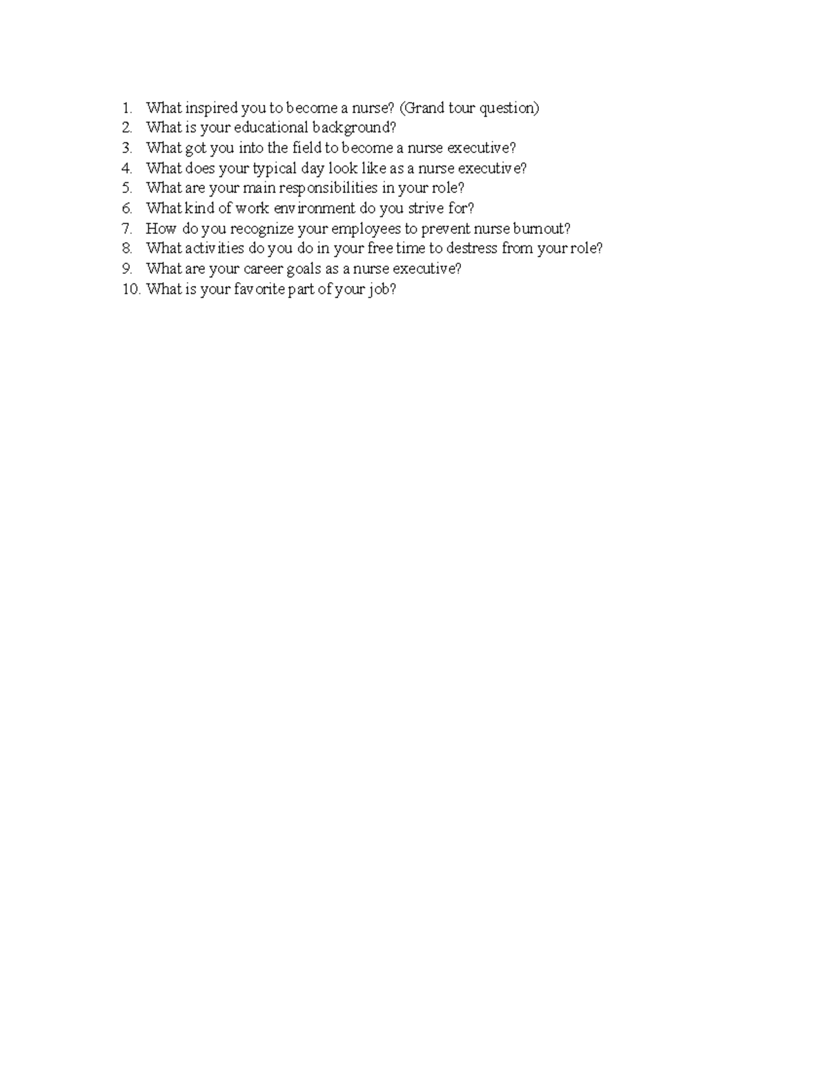 Interview questions - What inspired you to become a nurse? (Grand tour ...