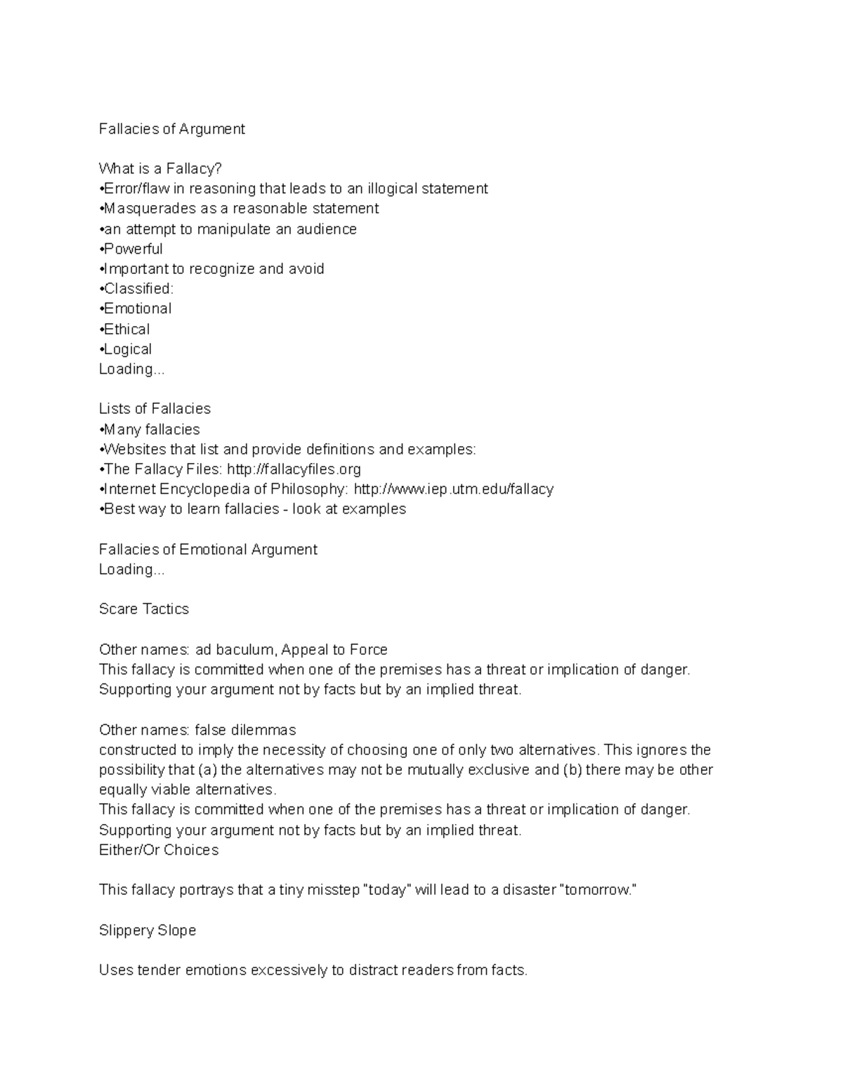 Fallacies of An argument chapter 5 - Fallacies of Argument What is a ...