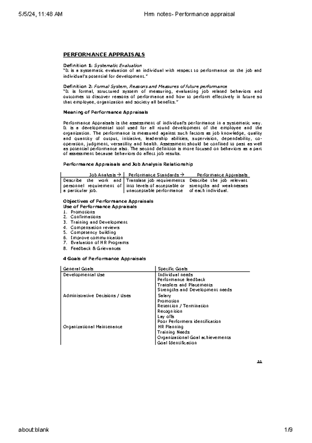 Hrm notes- Performance appraisal - 51 PERFORMANCE APPRAISALS Definition ...