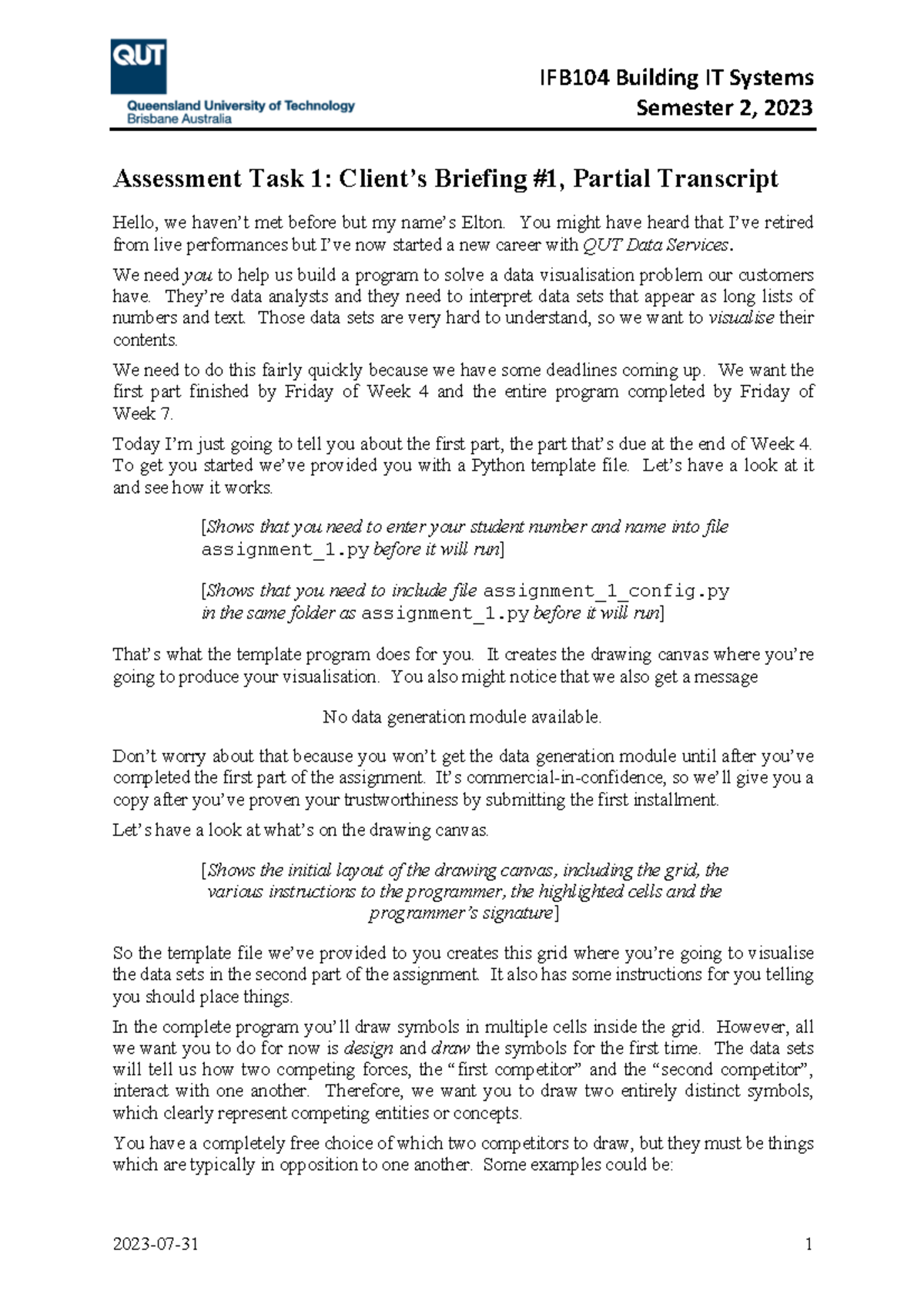Assessment Task 1-Briefing 1-Transcript - Semester 2, 2023 Assessment ...