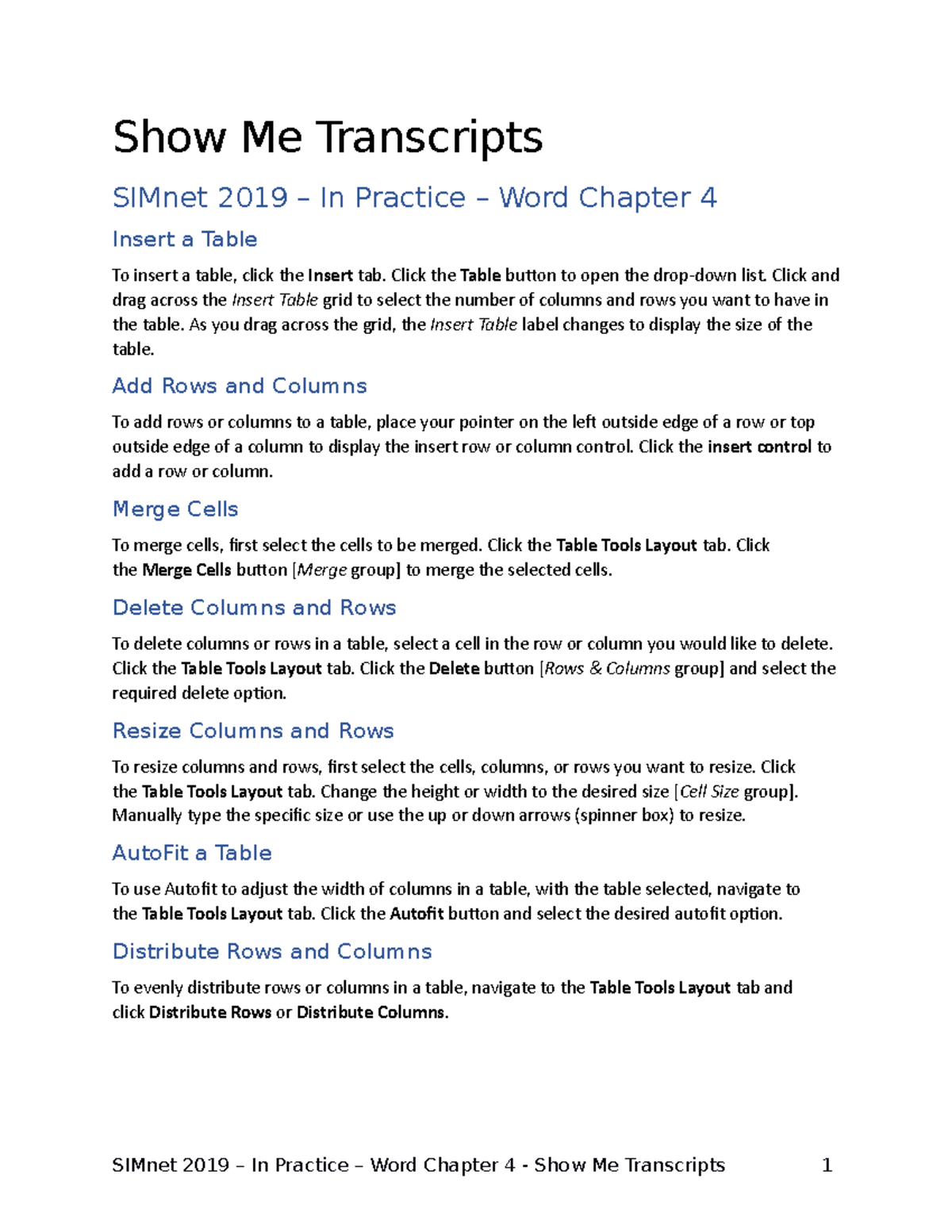 SM Transcripts In Practice Word Chapter 04 - Show Me Transcripts SIMnet ...