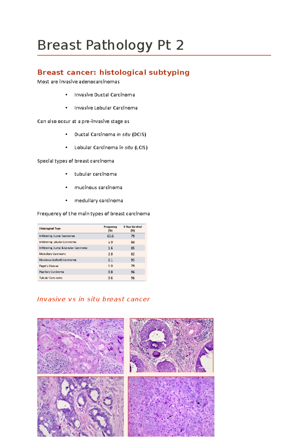 Breast Pathology Notes - UWE - Studocu