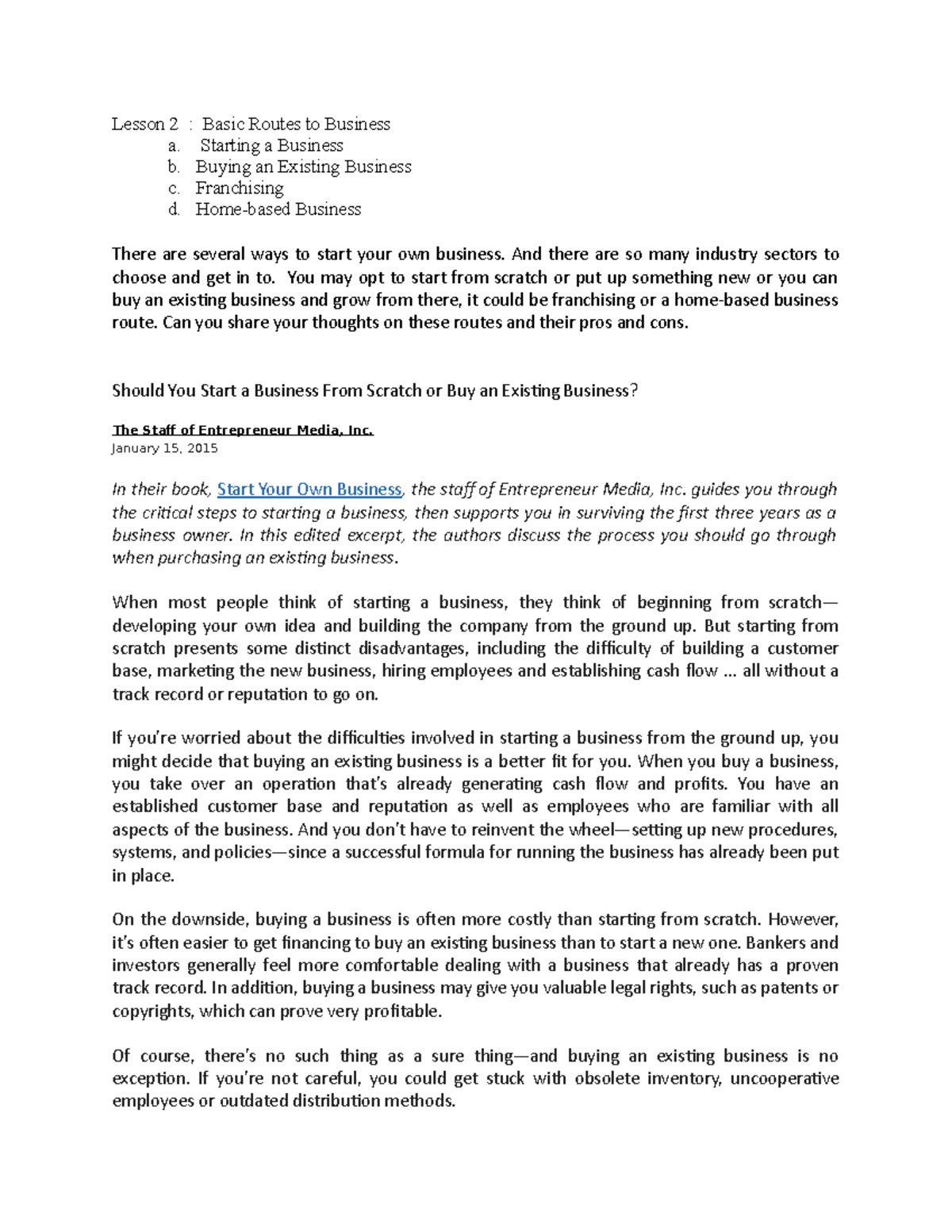 Module-4 Lesson 2 Business Administration in Marketing - Lesson 2 ...