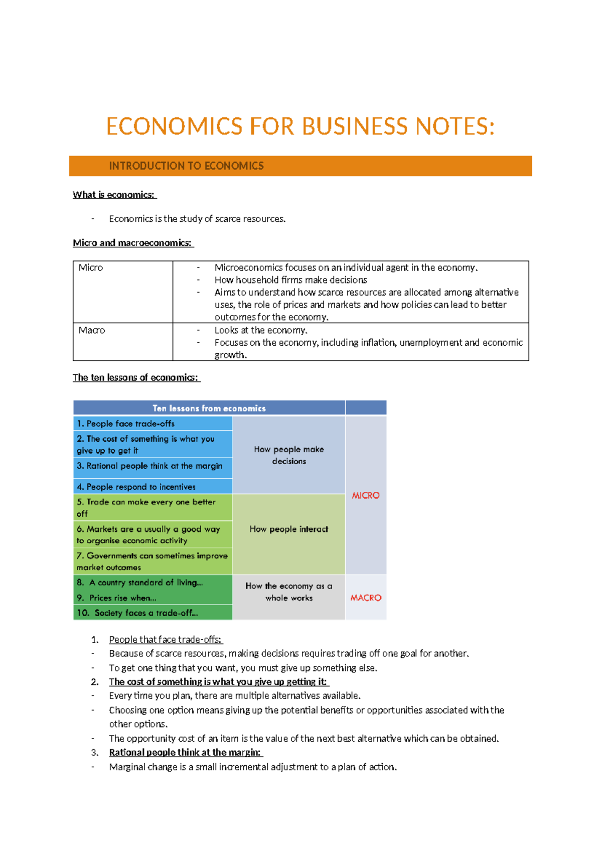 Economics for Business lecture notes - ECONOMICS FOR BUSINESS NOTES ...
