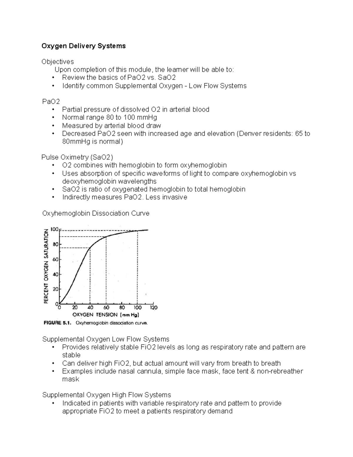 Oxygen Delivery Systems - Oxygen Delivery Systems Objectives Upon ...