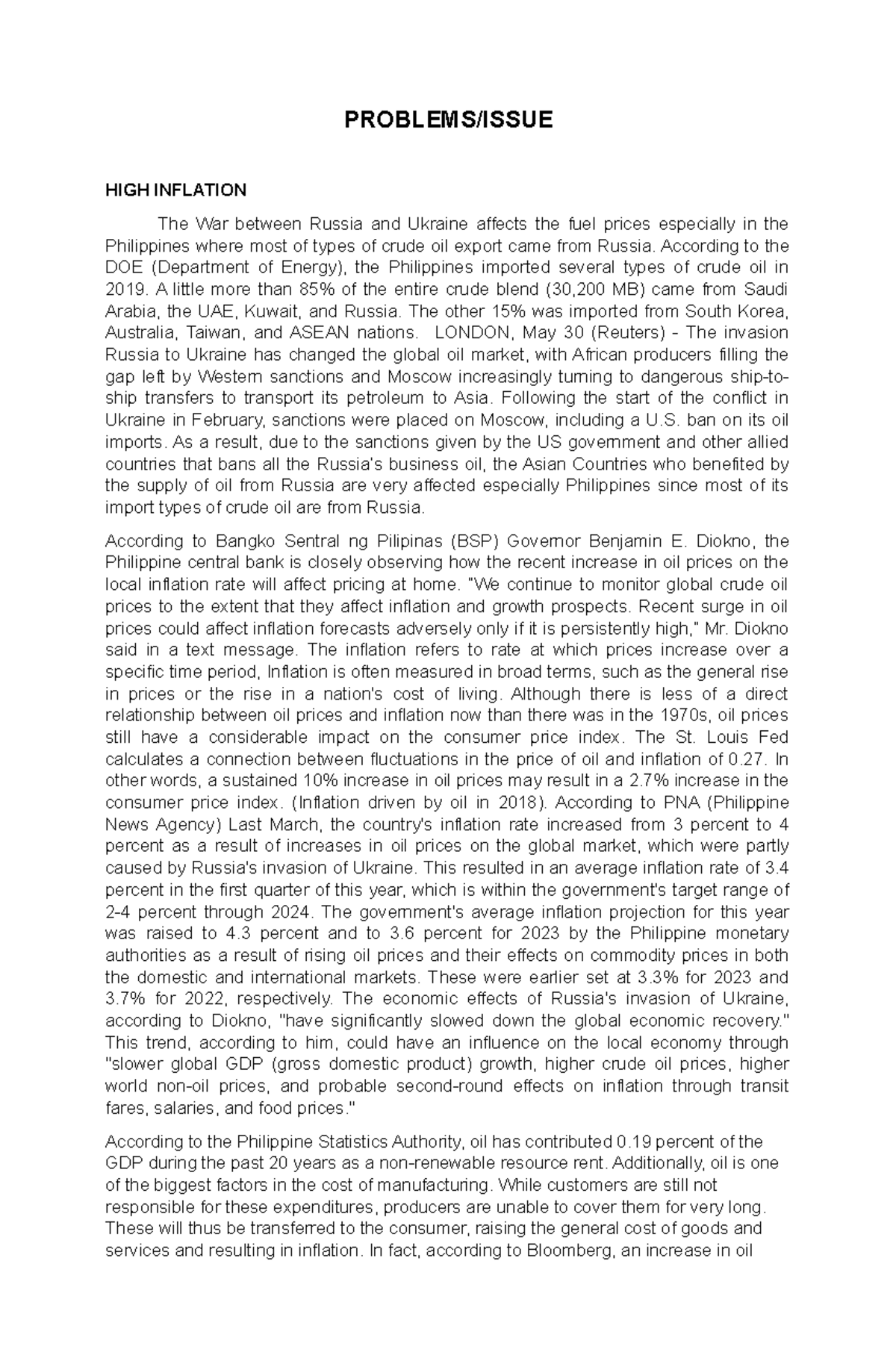 Problems-Issue - An issue about the oil price hike in the phillipines ...