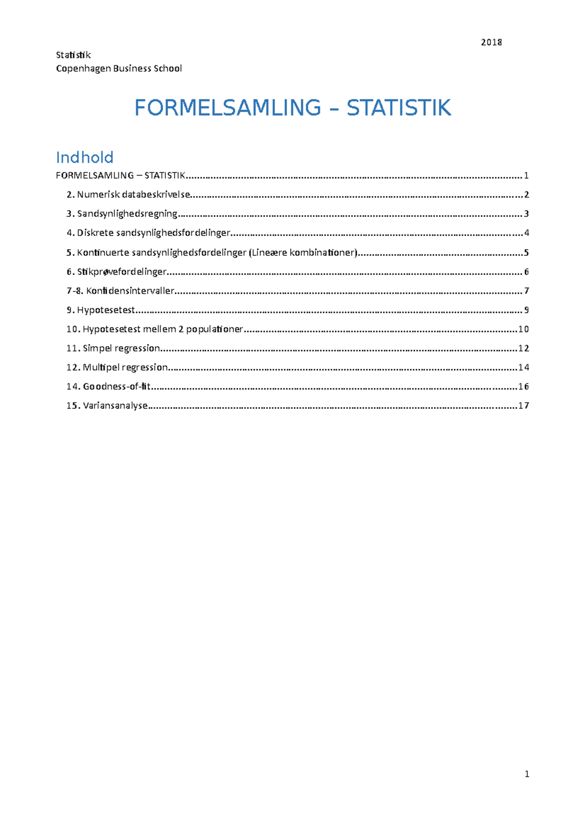 Statistik - Formelsamling - Statistik Copenhagen Business School ...
