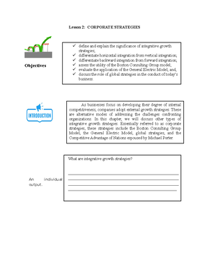 Lesson 1-Business Strategies Strategy Formulation - MODULE II Strategy ...