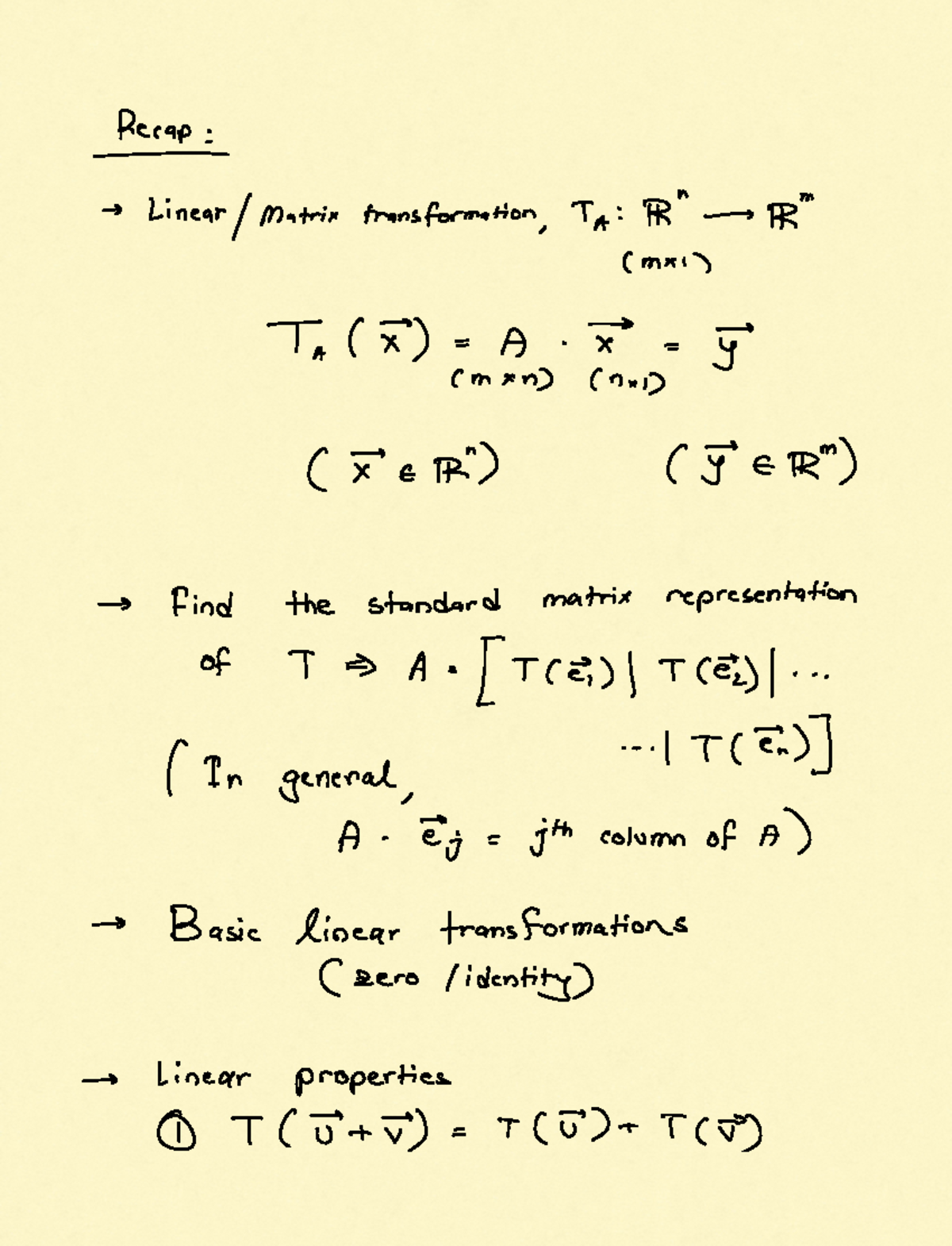 Lecture 6 Bryran Neverez Recaf Linear Matrix Transformation Ta R R Mxr Ta T Em N I 55 Fern