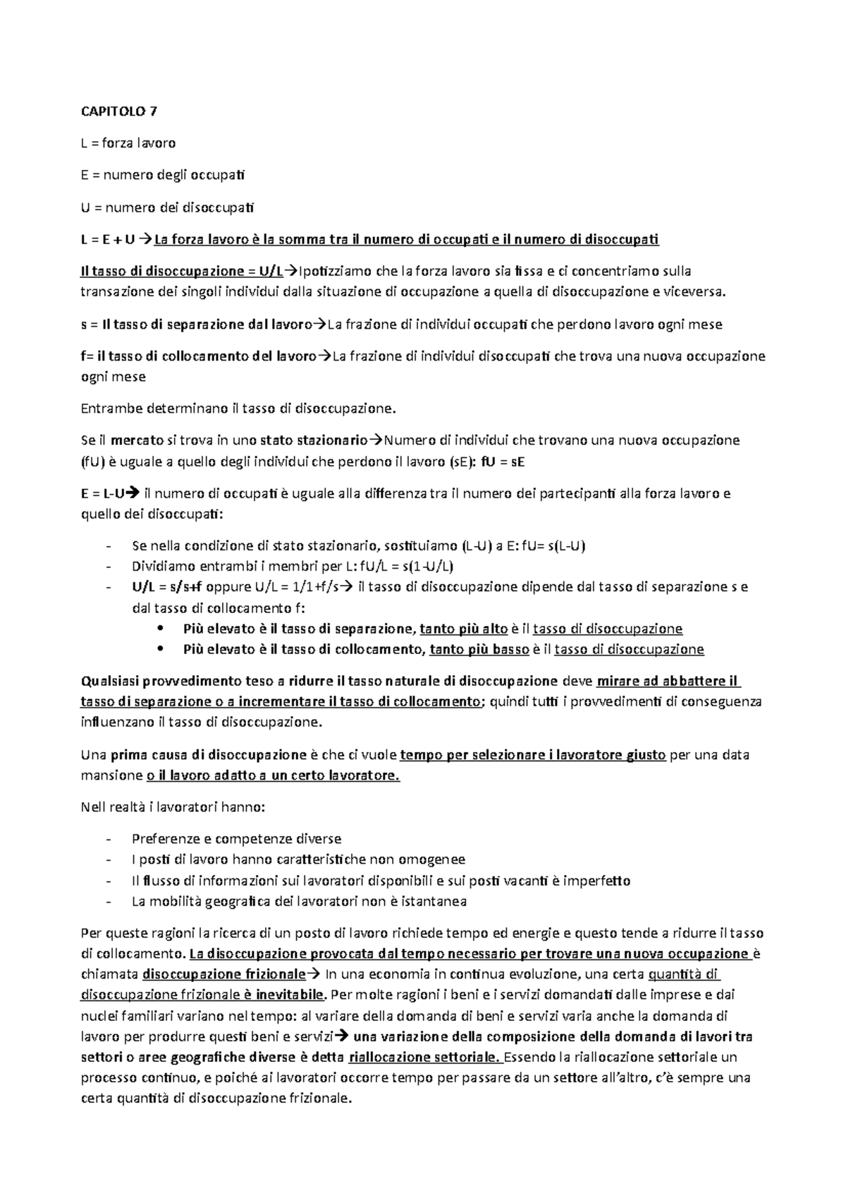 Macroeconomia riassunti secondo parziale - CAPITOLO 7 L = forza lavoro ...