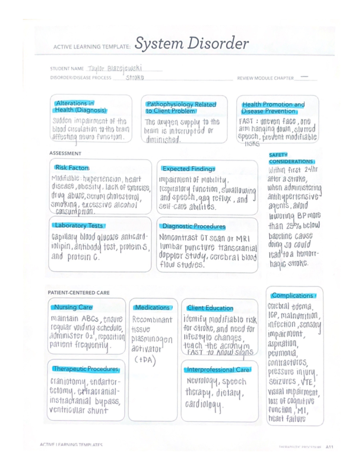 System Disorder- Stroke - nuft 461 - Studocu
