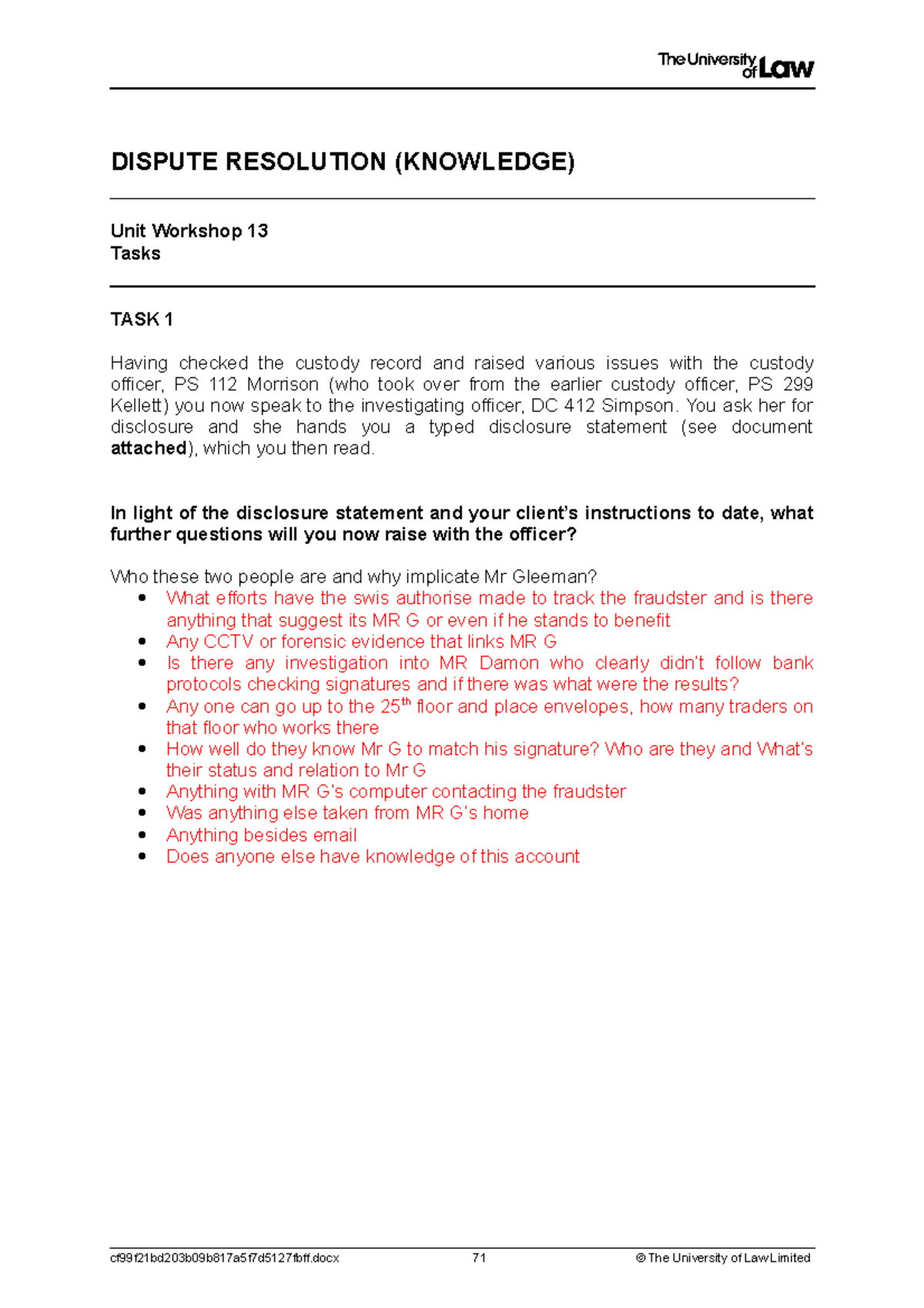 2122 dis ws13 ce02 task - Dispute resolution workshop that will be ...