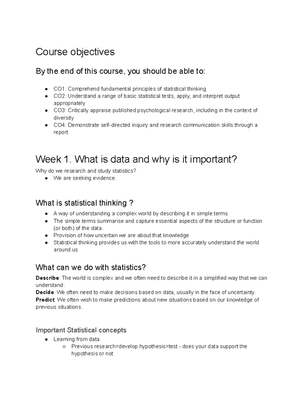 UO Introductory Research Methods - Notes - Course objectives By the end ...