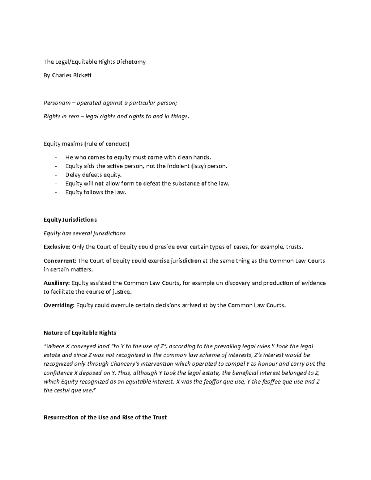 Legal and Equitable Rights Dichotomy-2 - The Legal/Equitable Rights ...