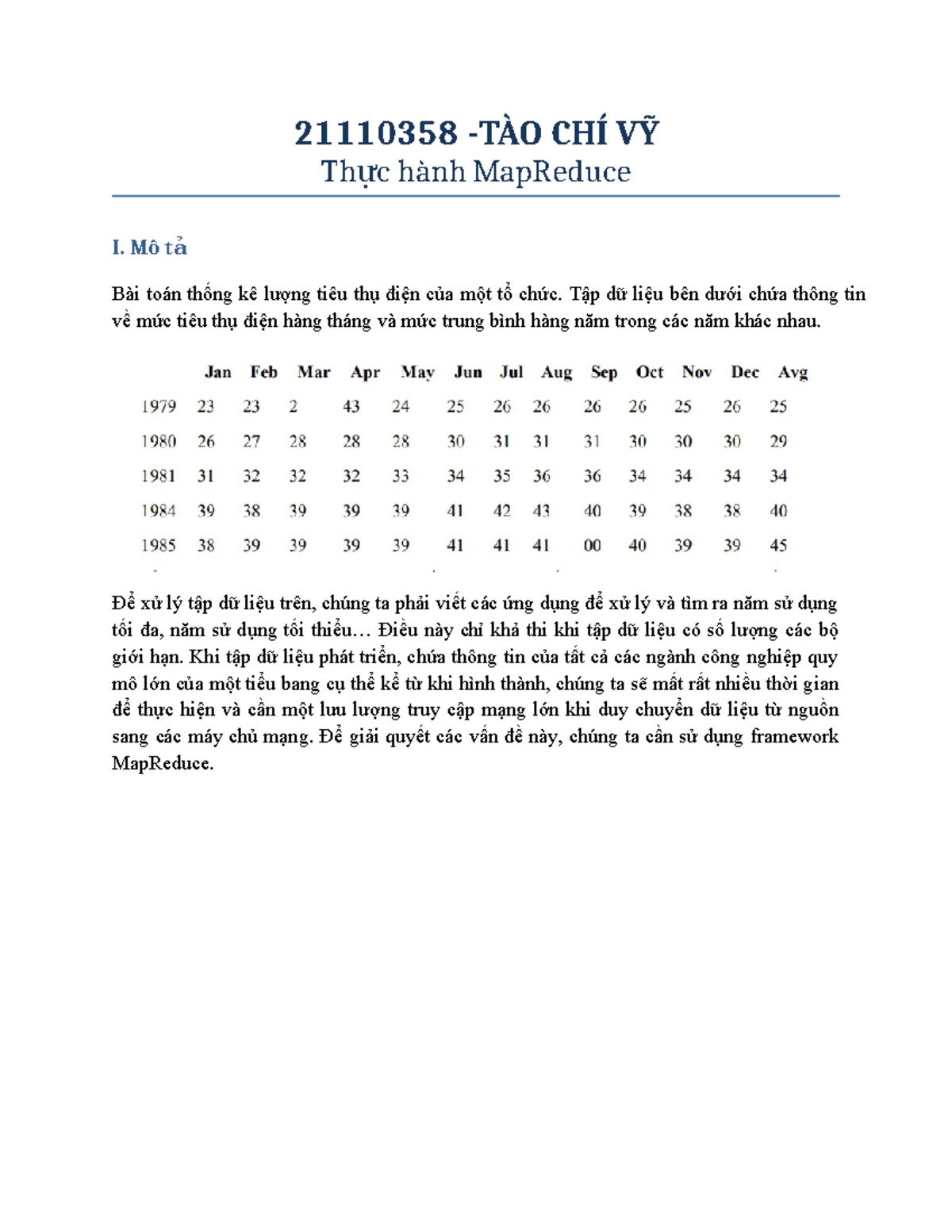 Setup 3 - Hệ thống - 21110358 -TÀO CHÍ VỸ Th ực hành MapReduce I. Mô tả ...