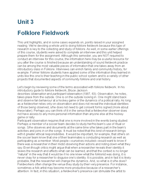 Folklore 1000 Chapter 1 lecture note - Folklore Chapter 1 What is ...