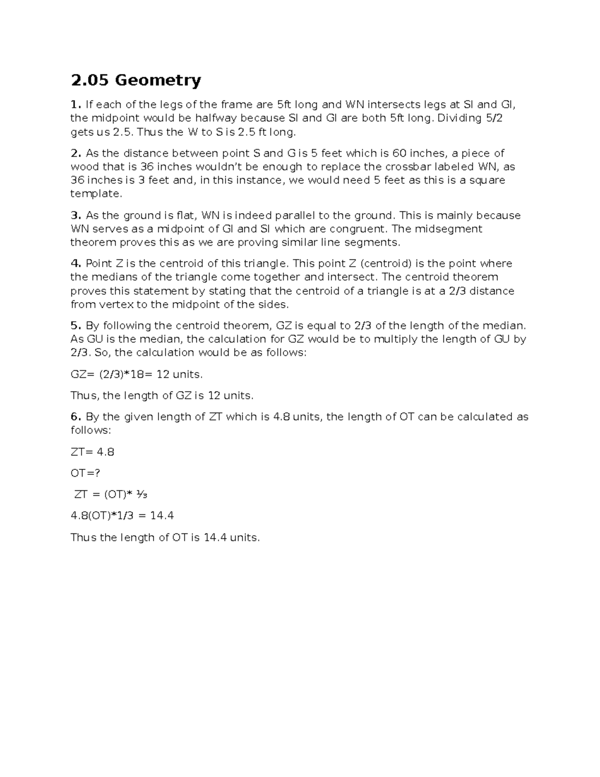 2.5 geometry flvs - 2 Geometry 1. If each of the legs of the frame are ...