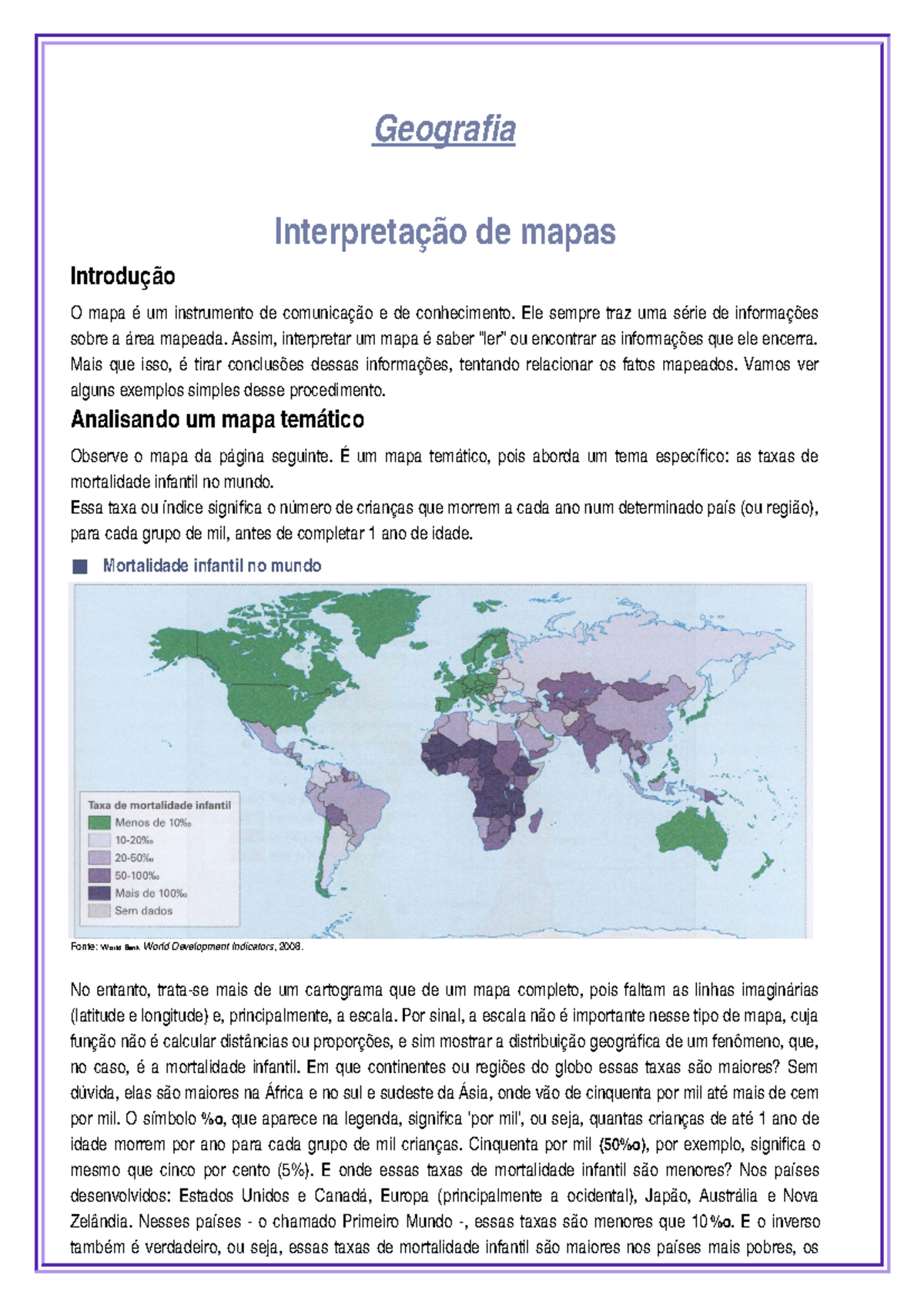 Geografia - interpretação de mapas - Geografia Interpretação de mapas ...