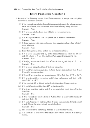 linear algebra notes - Extra Problems: Chapter 4 In each of the ...