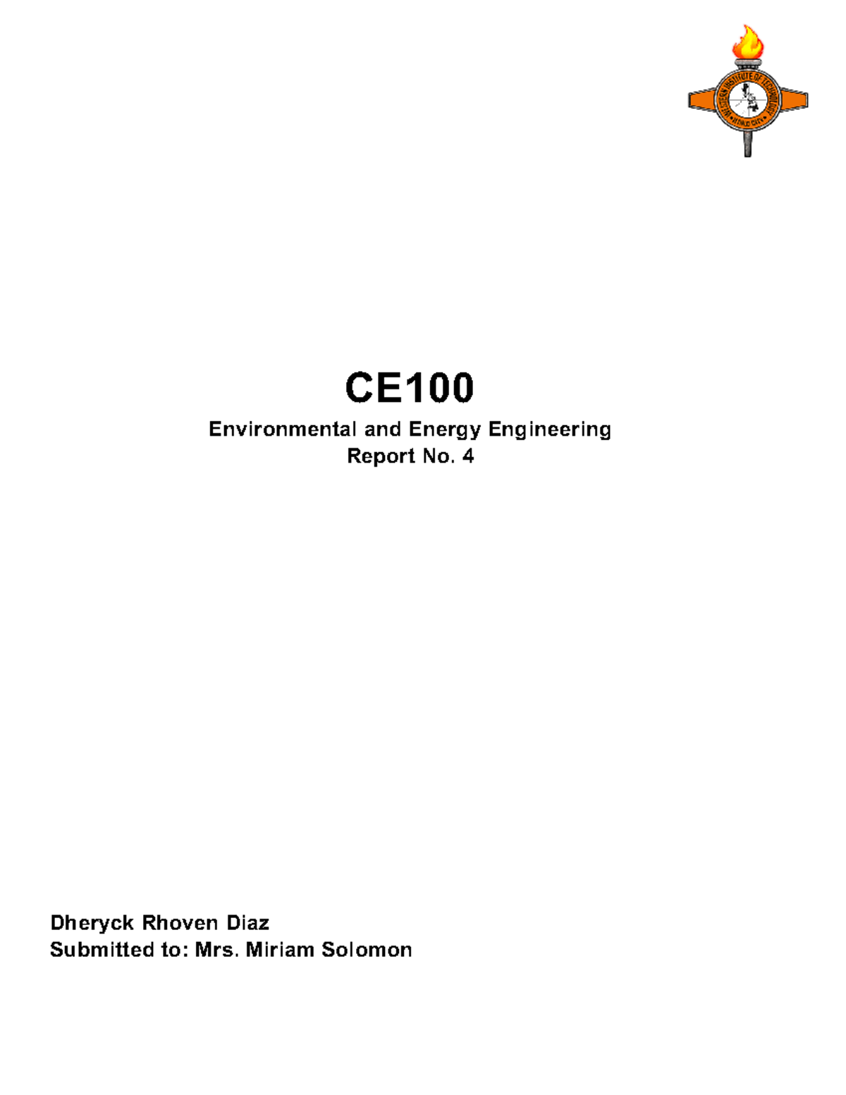 Environment And Energy Engineering - CE Dheryck Rhoven Diaz Submitted ...