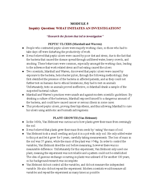 Investigating notes - Module 5: Scientific Investigations The ...