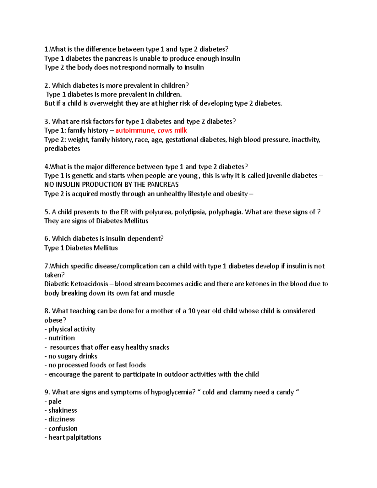 Peds diabetes and dehydration questions - 1 is the difference between ...