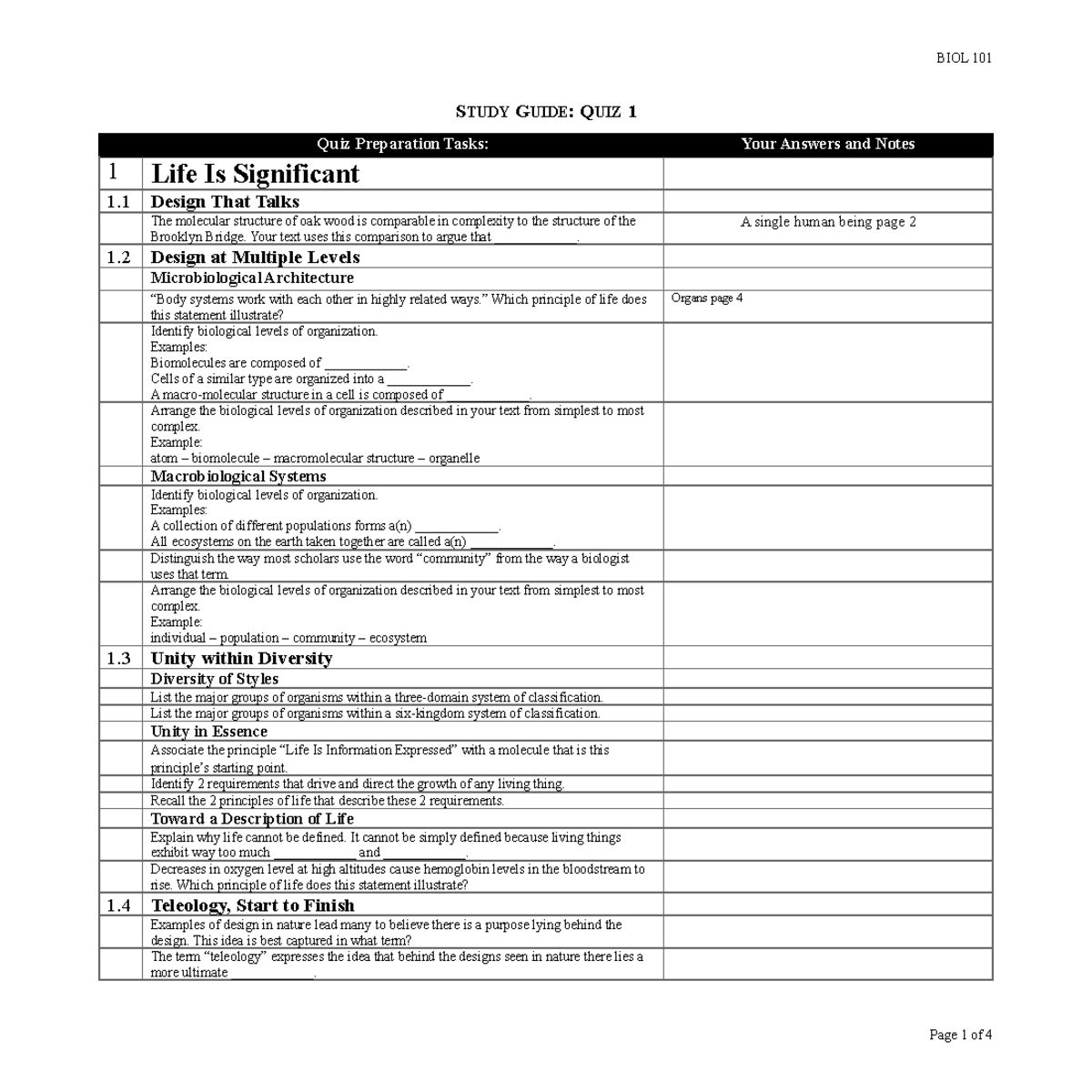 Study Guide Quiz 1 Quiz STUDY GUIDE QUIZ 1 Quiz Preparation Tasks