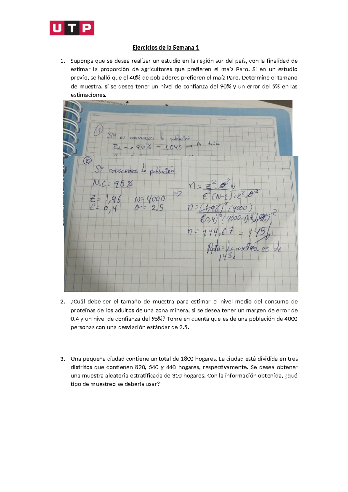 Tarea semanal 1 - Ejercicios de la Semana 1 Suponga que se desea ...