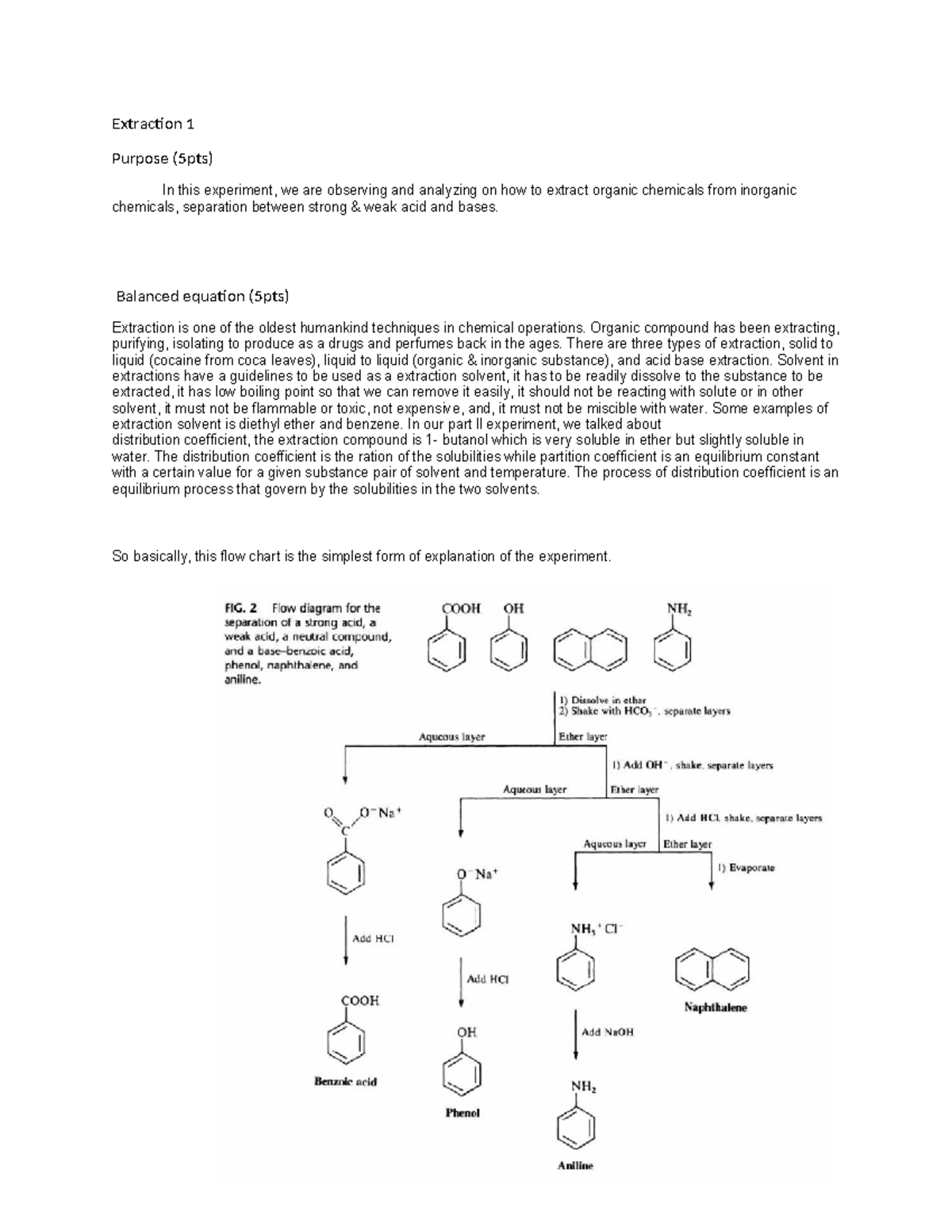 04 Extraction Acid - Assignment - Extraction 1 Purpose (5pts) In this experiment, we are ...