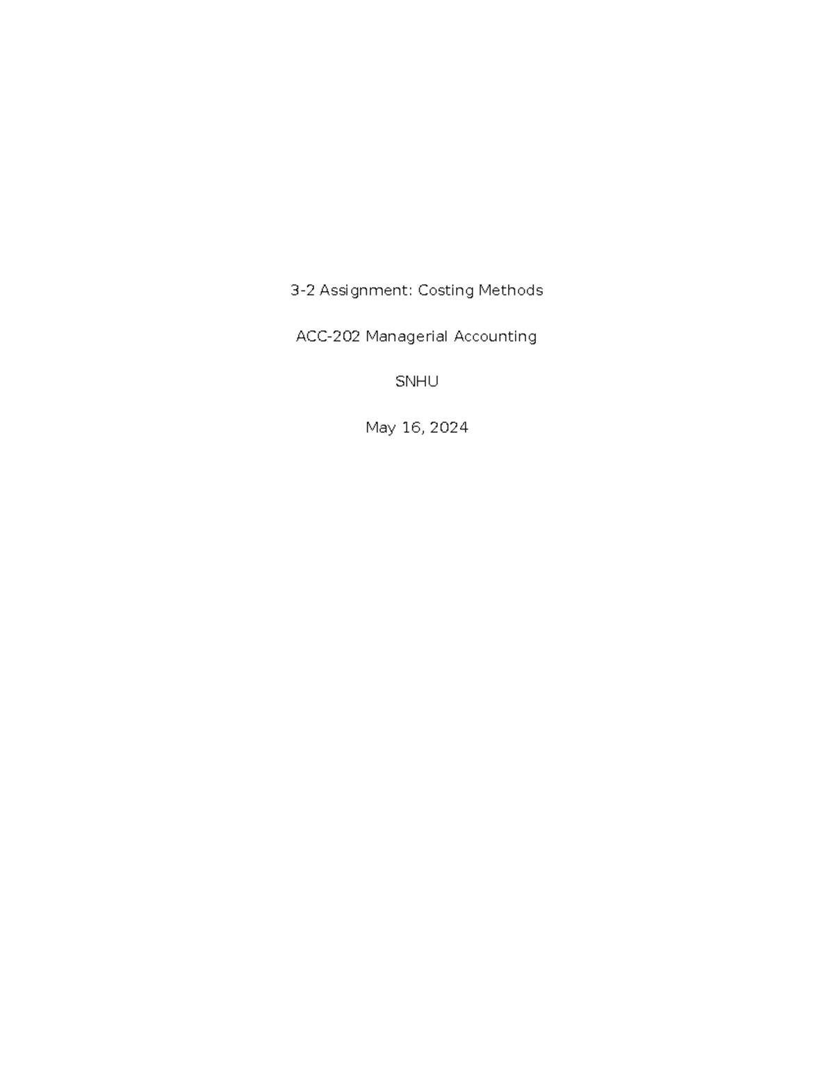 3-2 Assignment Cost Method Target - 3-2 Assignment: Costing Methods ACC ...