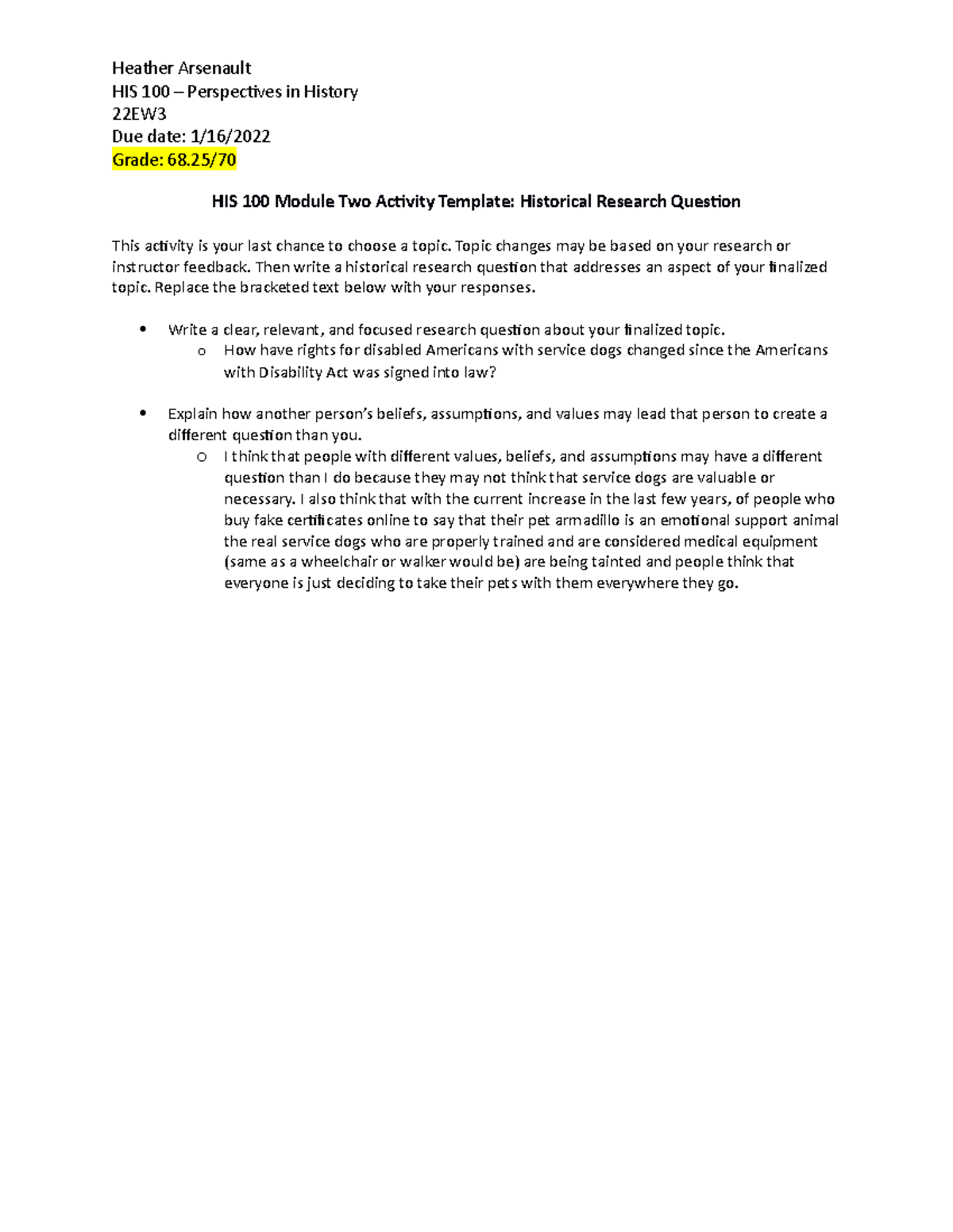 Module Two Activity Research Question Template - Heather Arsenault HIS ...