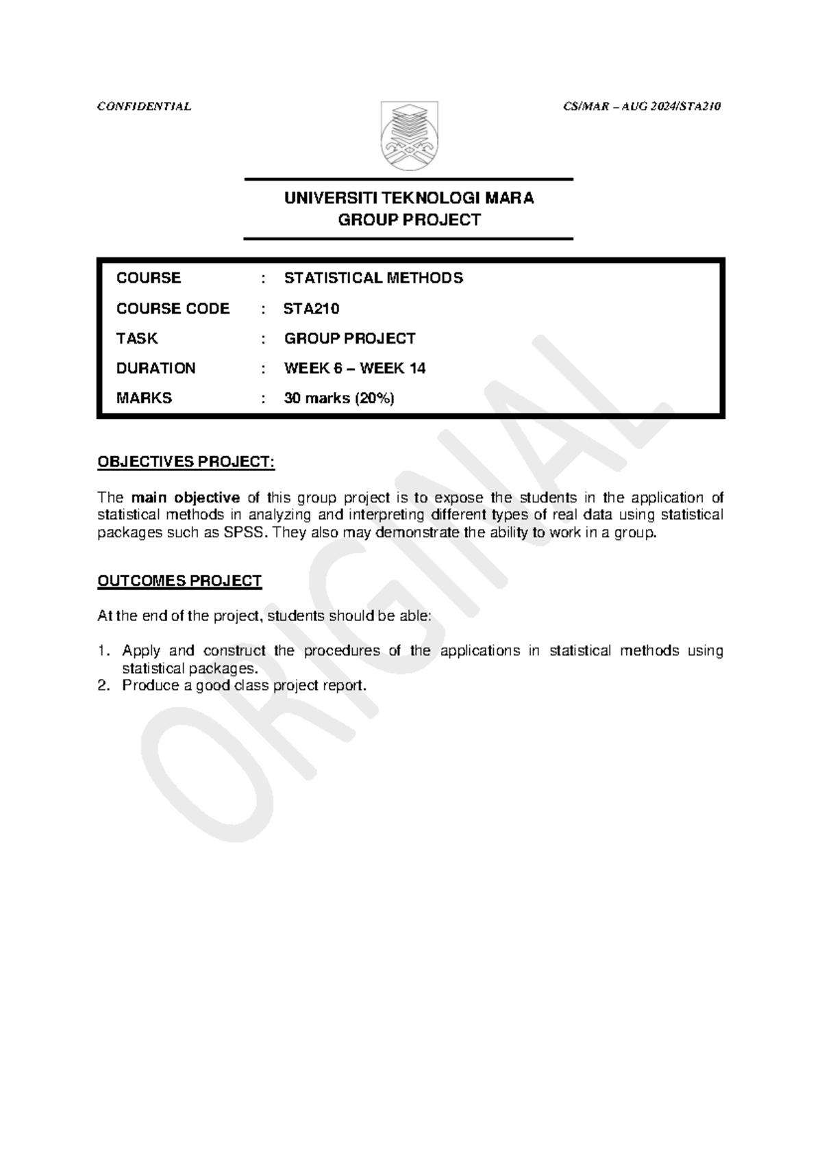 Guidelines Group Project Report - UNIVERSITI TEKNOLOGI MARA GROUP ...