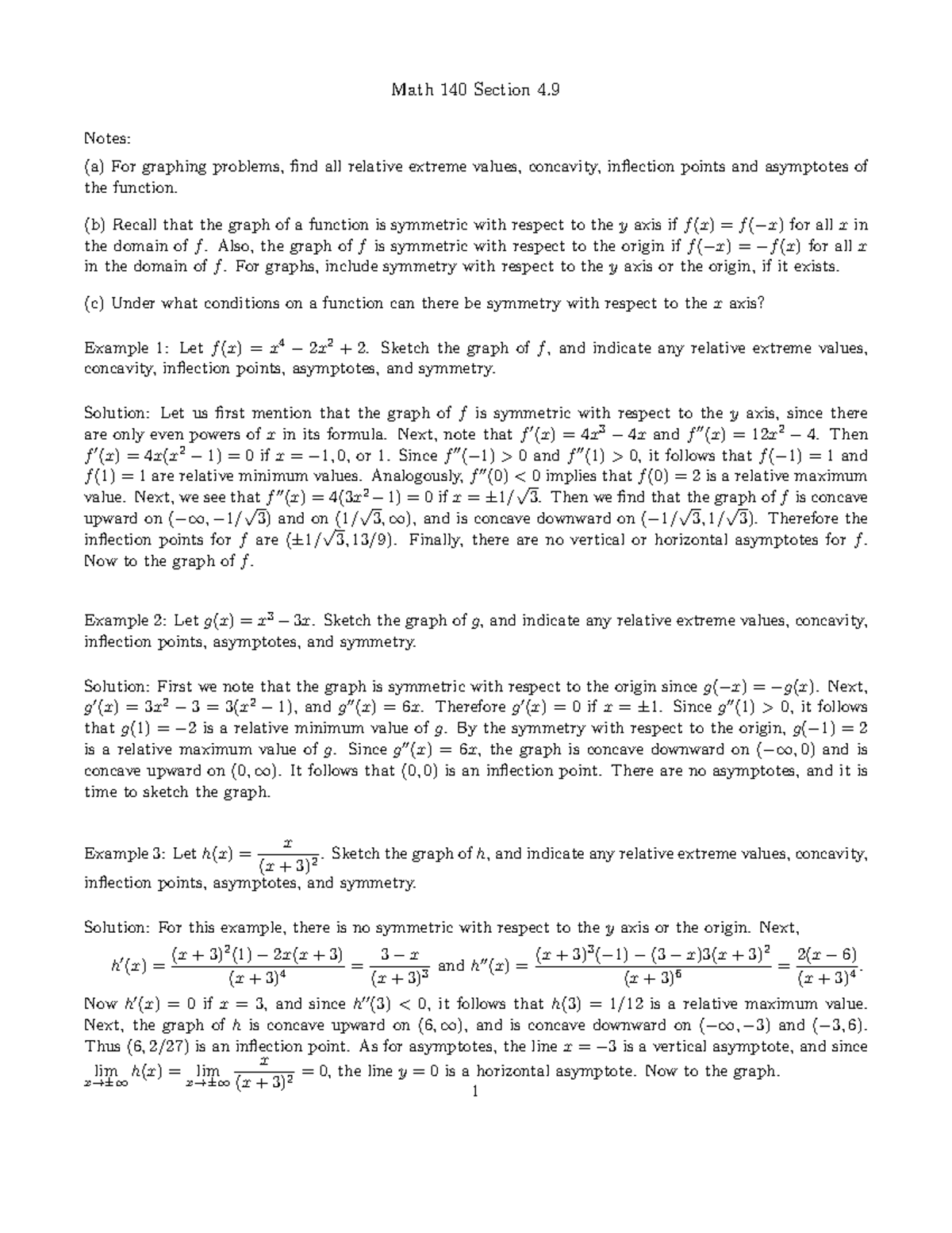 M140 S4 - Denny Gulick practice problems - Math 140 Section 4. Notes ...