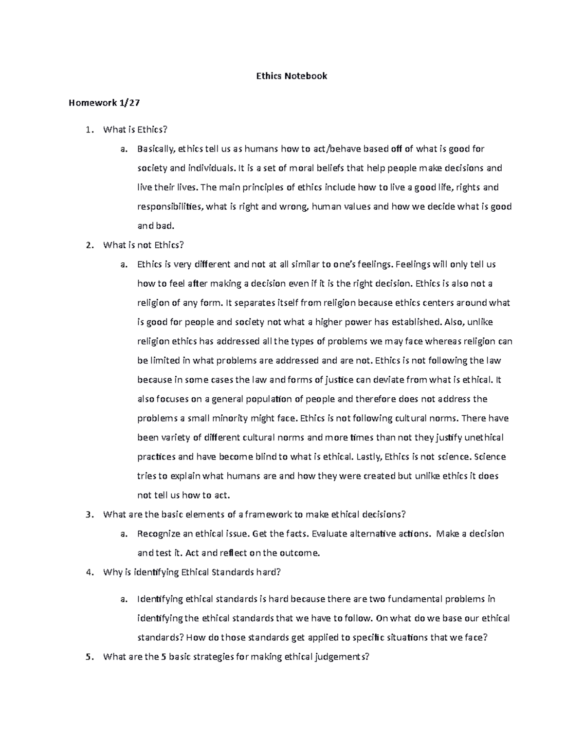 Ethics Notebook-2 - Ethics Notebook Homework 1/ What is Ethics? a ...