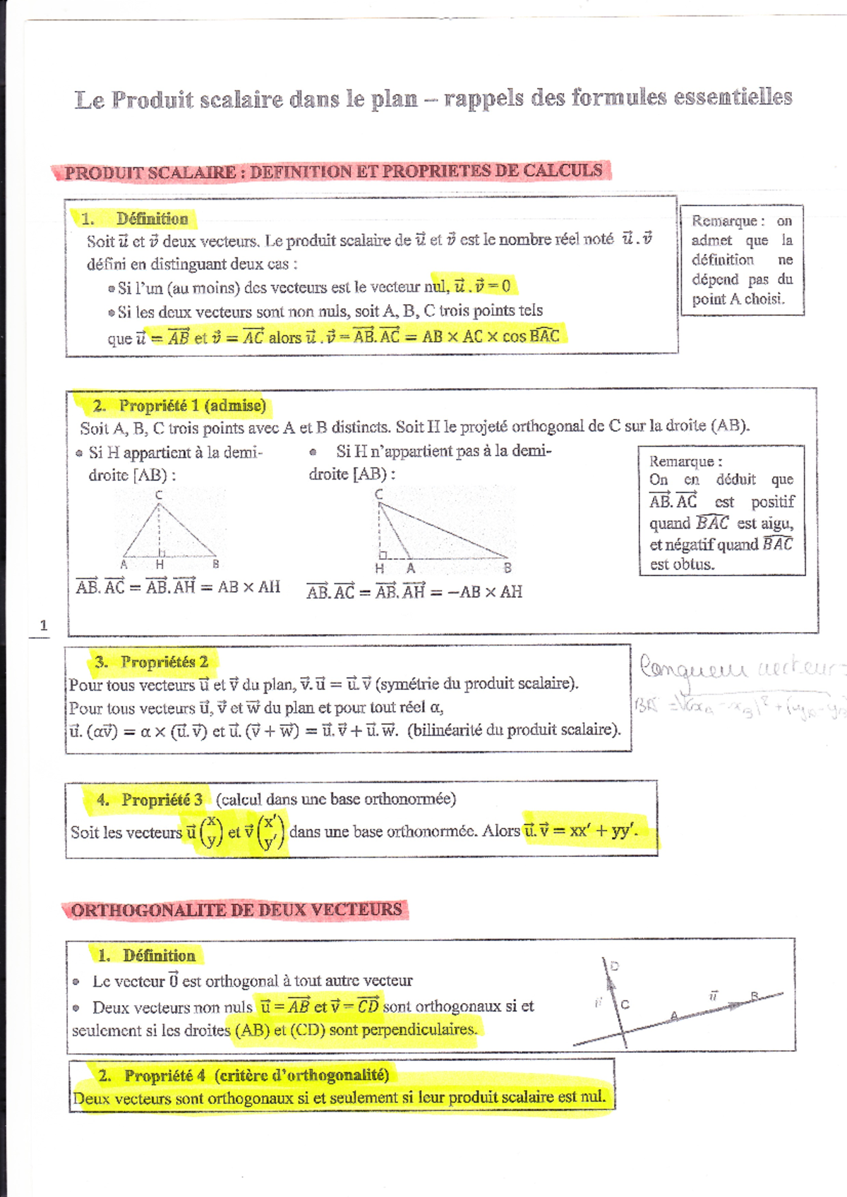 Produit scalaire - Mathématiques - Studocu
