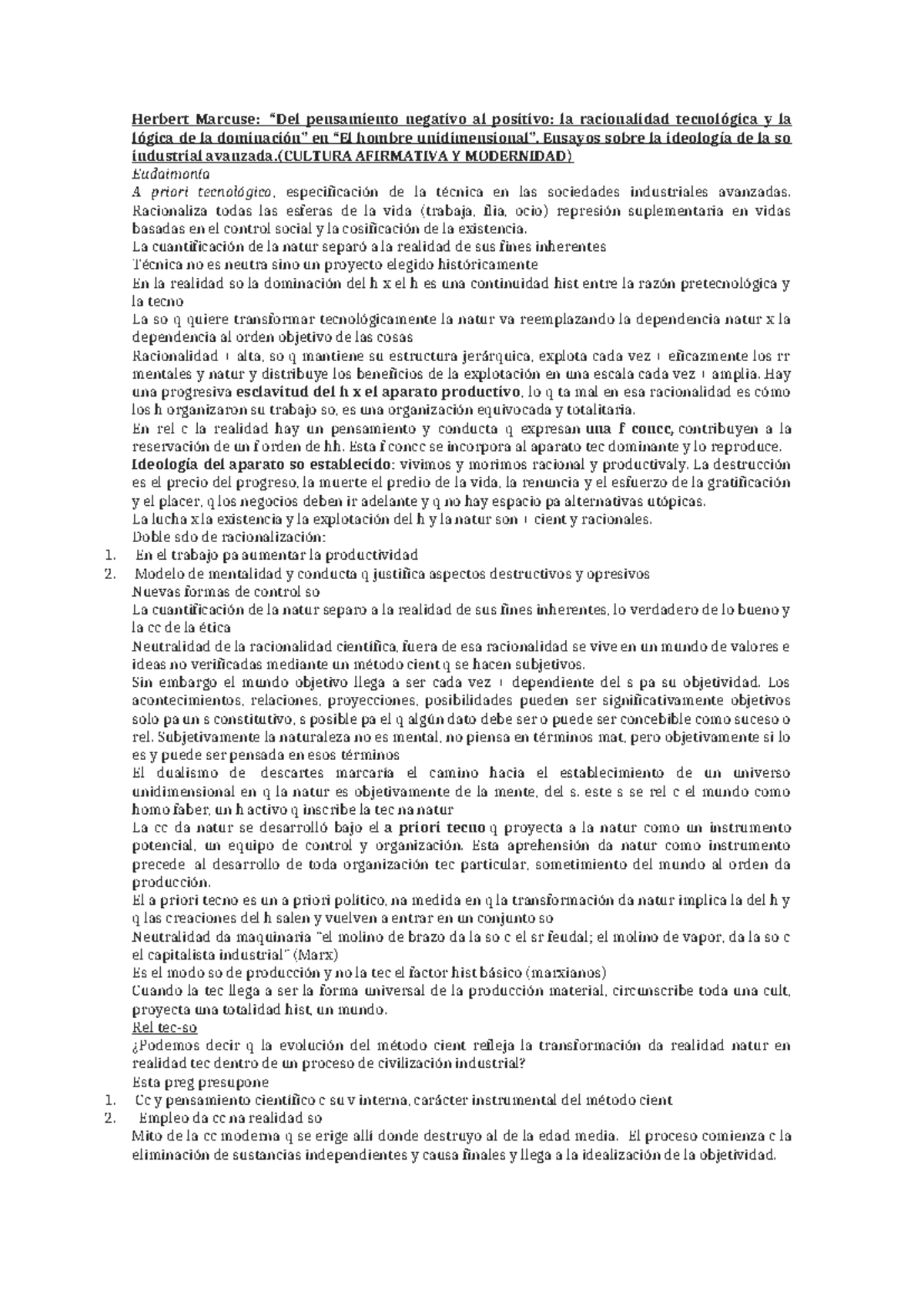 Marcuse - Resumen One-Dimensional Man - One-Dimensional Man - Herbert ...