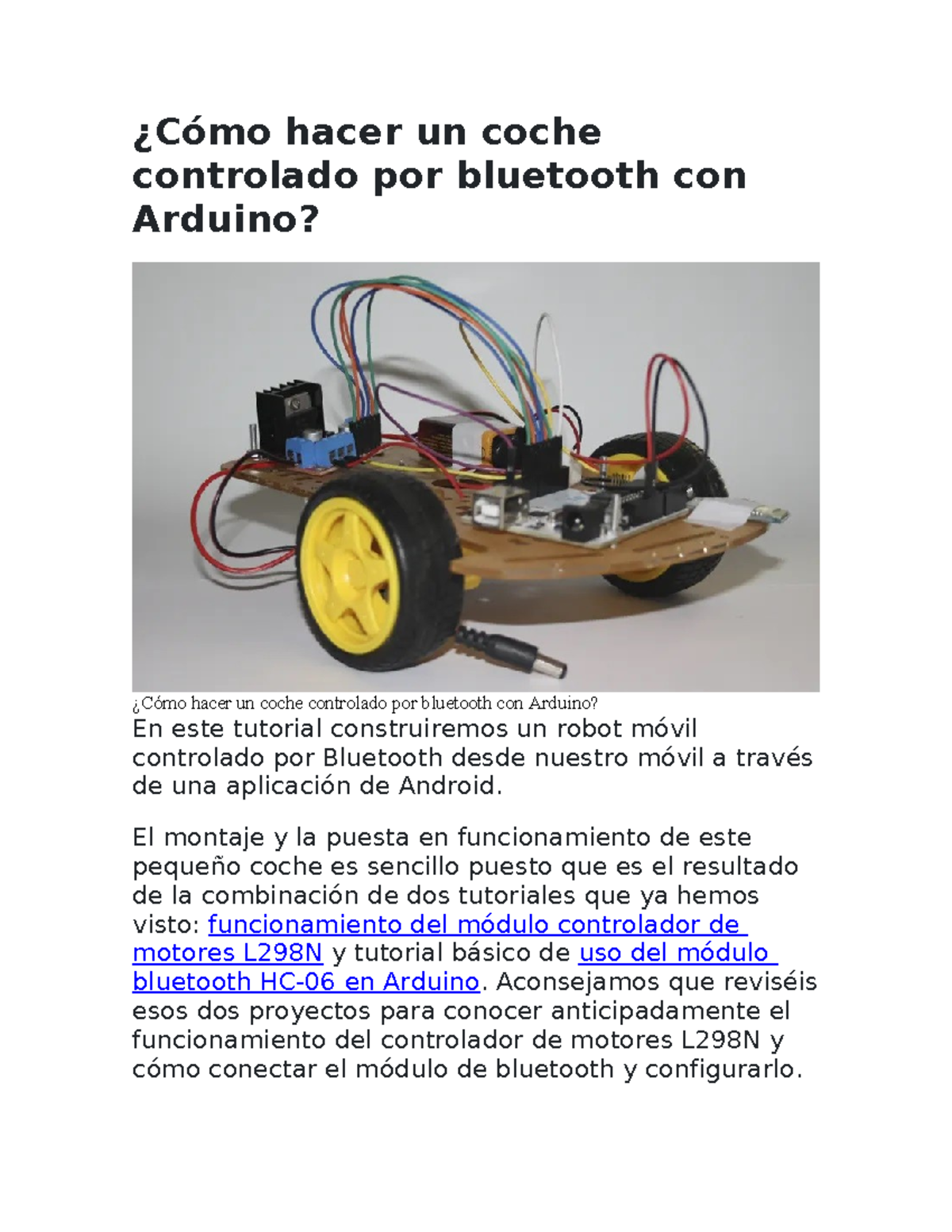 Cómo hacer un coche controlado por bluetooth con Arduino - ¿Cómo hacer un coche controlado por ...