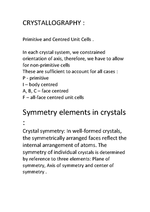 Crystallography 1 - CRYSTALLOGRAPHY. crystallography is the study of ...
