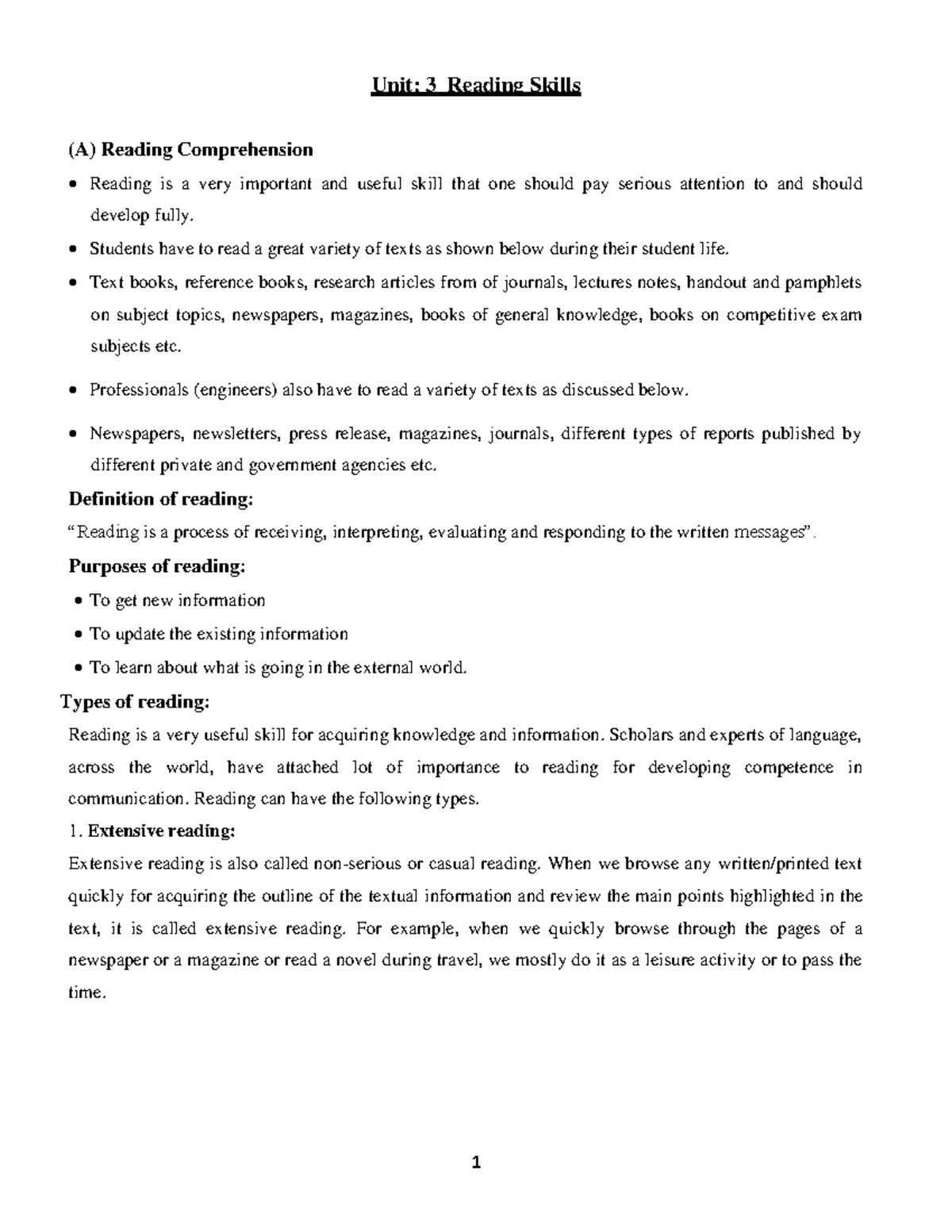 2. Reading Skills - document - Unit: 3 Reading Skills (A) Reading ...