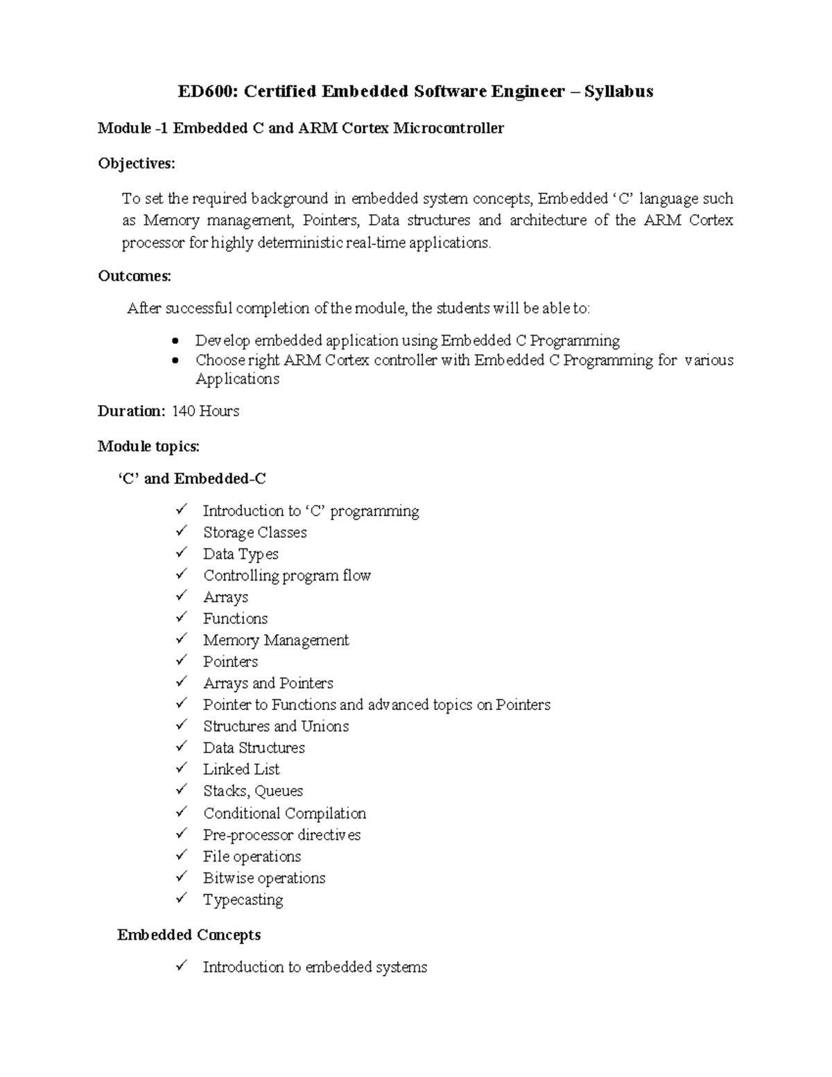 ED600-Syllabus - Nznz - ED600: Certified Embedded Software Engineer ...