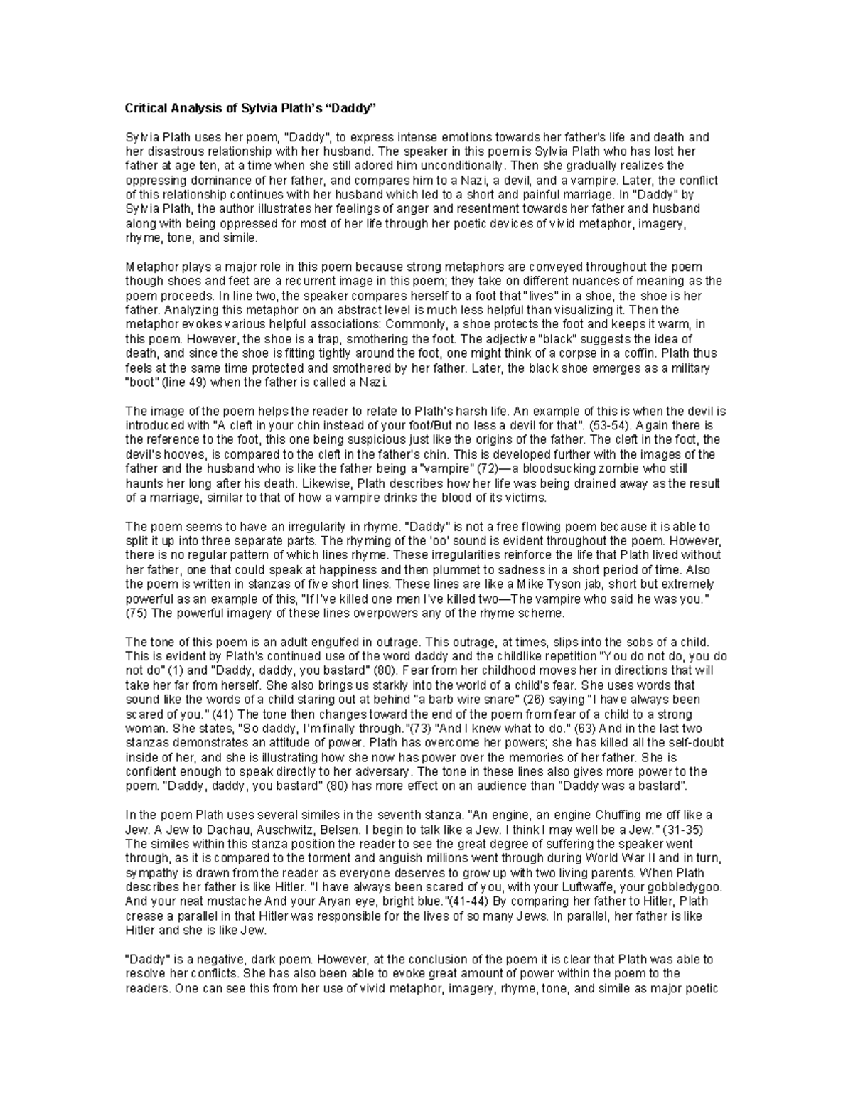 Plath and hughes essay paragraphs examples - Critical Analysis of ...