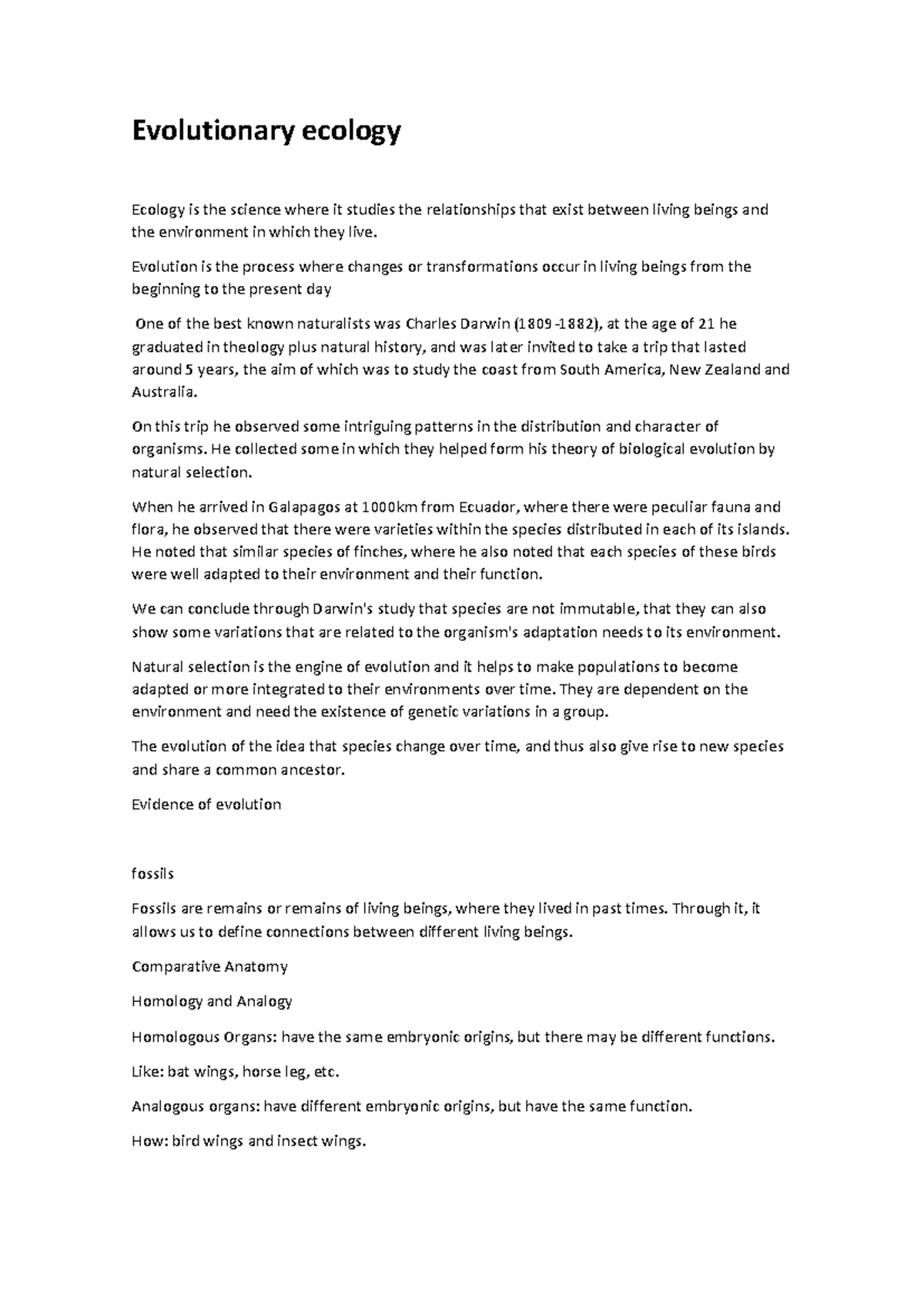 Evolutionary ecology - Lecture notes 1 - Evolutionary ecology Ecology ...