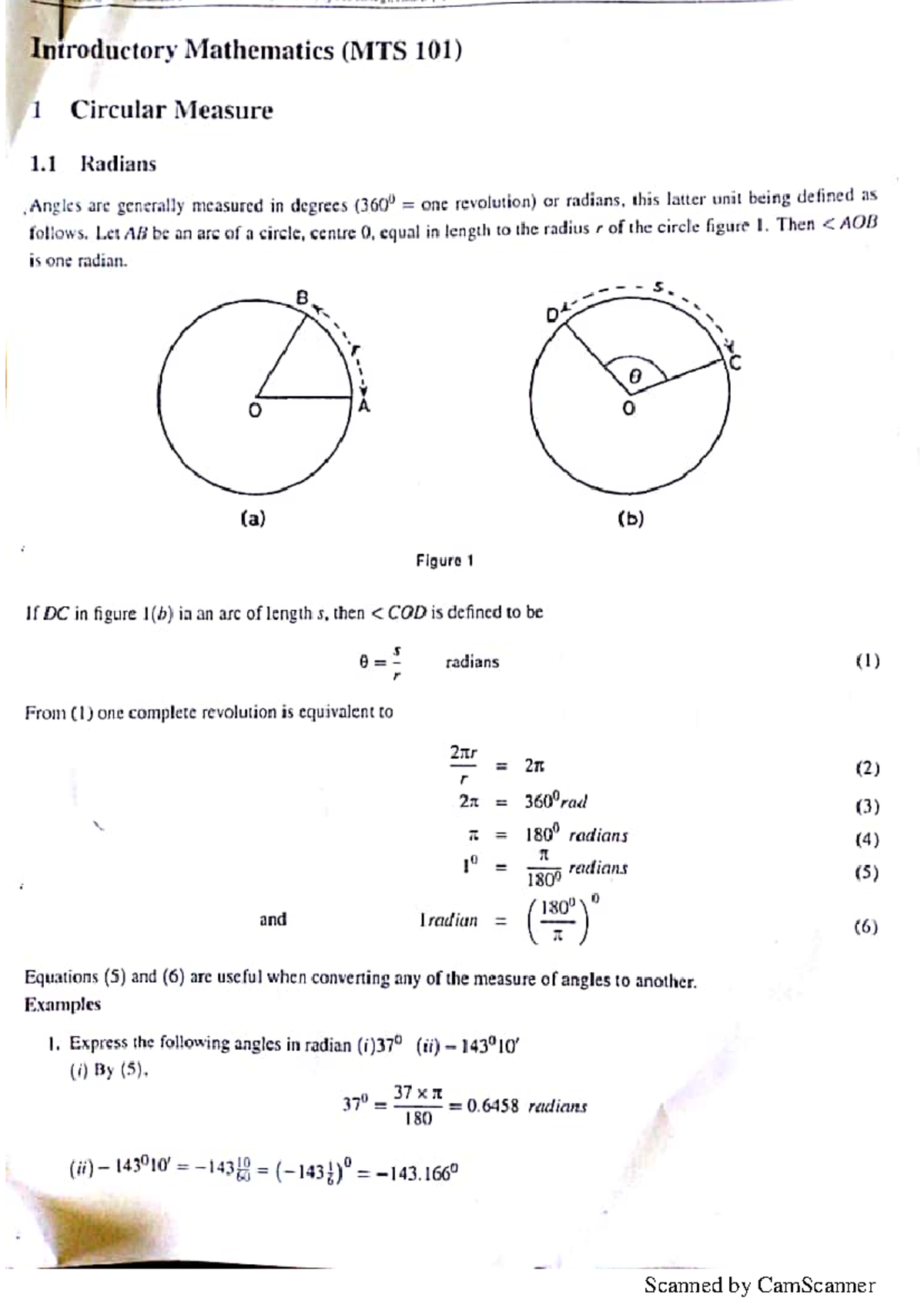 MTS 101 - Circular Measure - Mathematics - Studocu