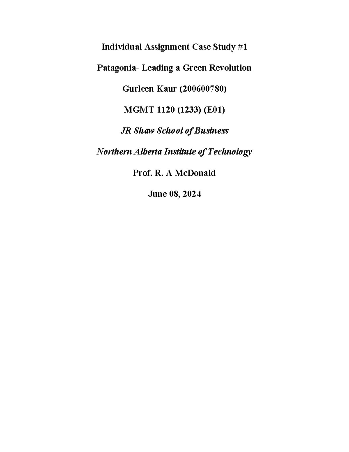 Individual Assignment Case Study mgmt final - Individual Assignment ...