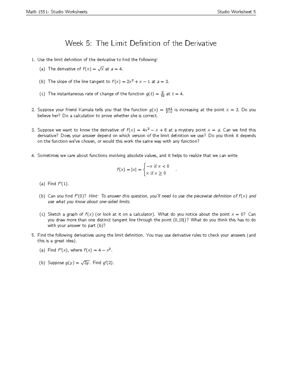 Studio Worksheet Week 5[9060] - Math 1551- Studio Worksheets Studio ...