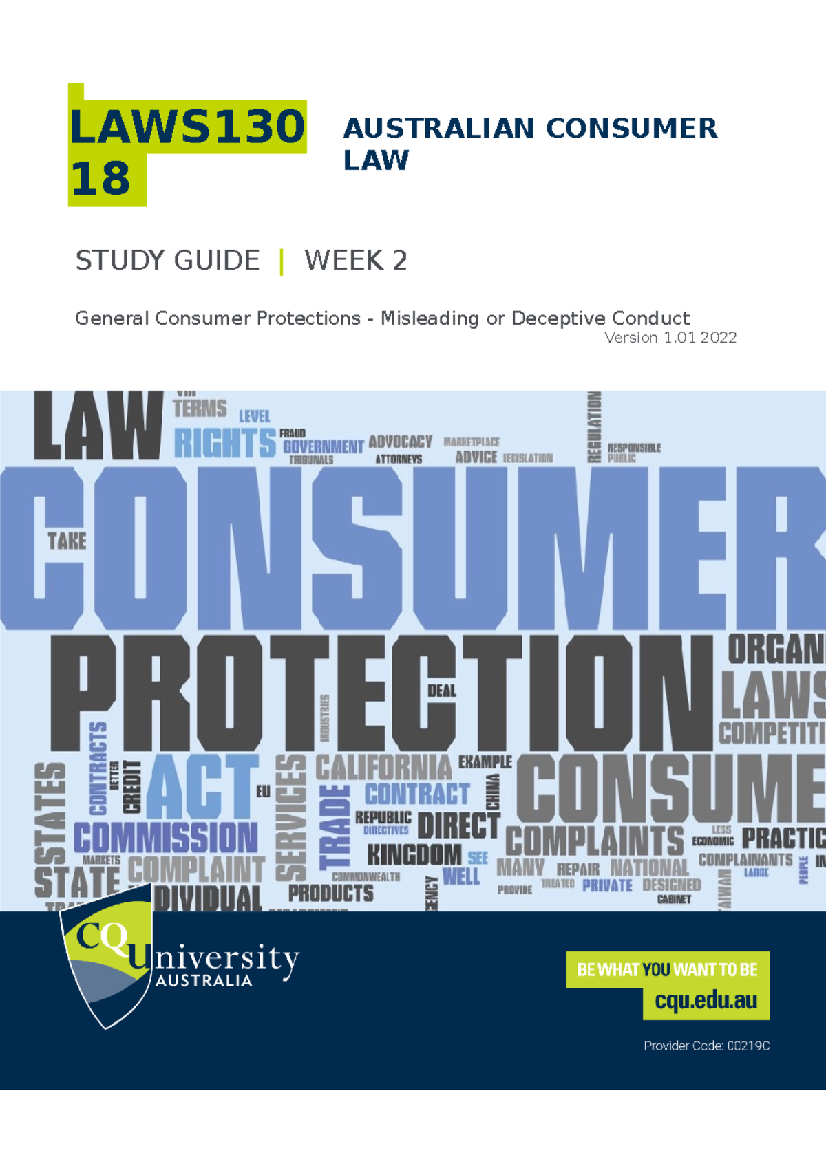 Combined Study Guides week 2 to 5 - LAWS 18 AUSTRALIAN CONSUMER LAW ...