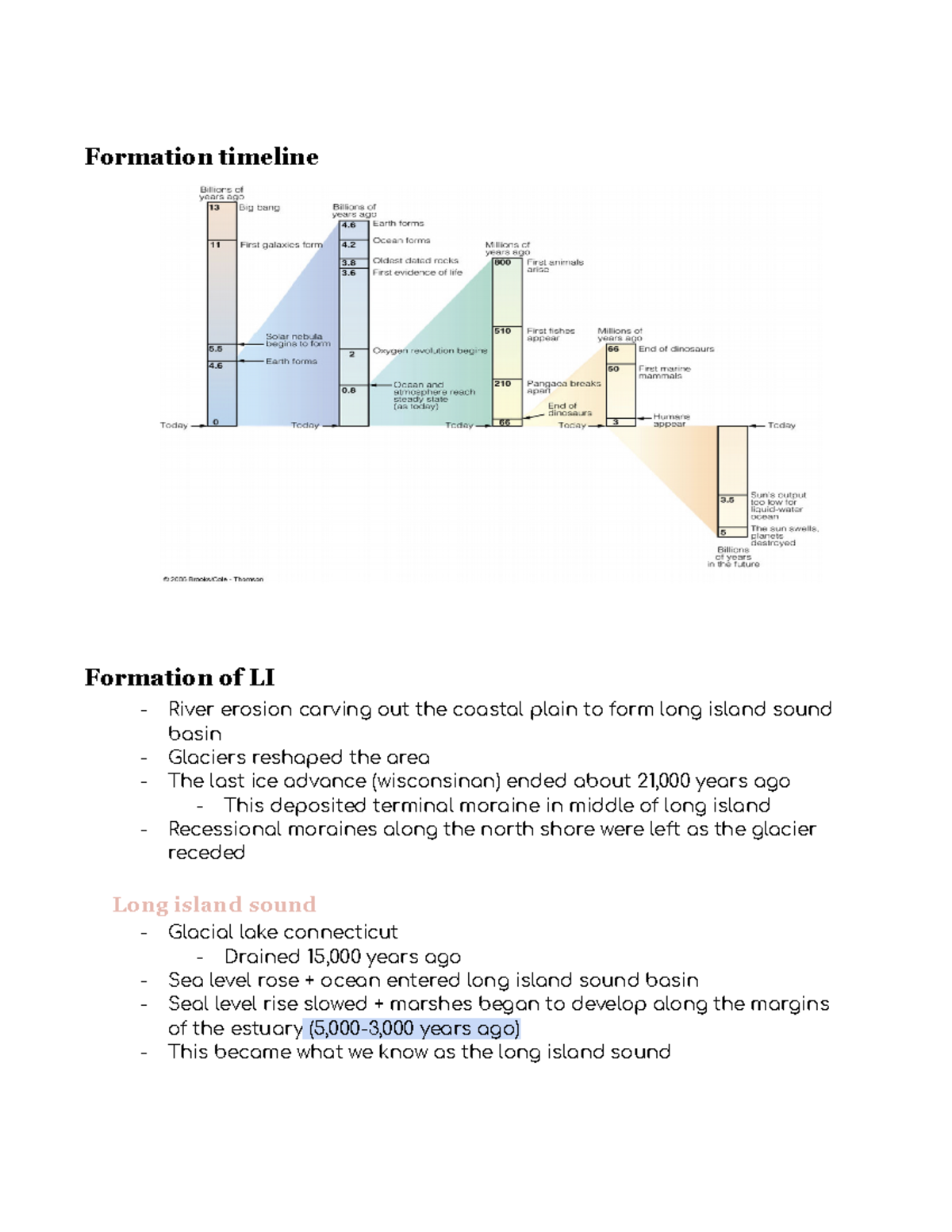 History of LI + earths origins - Formation timeline Formation of LI ...