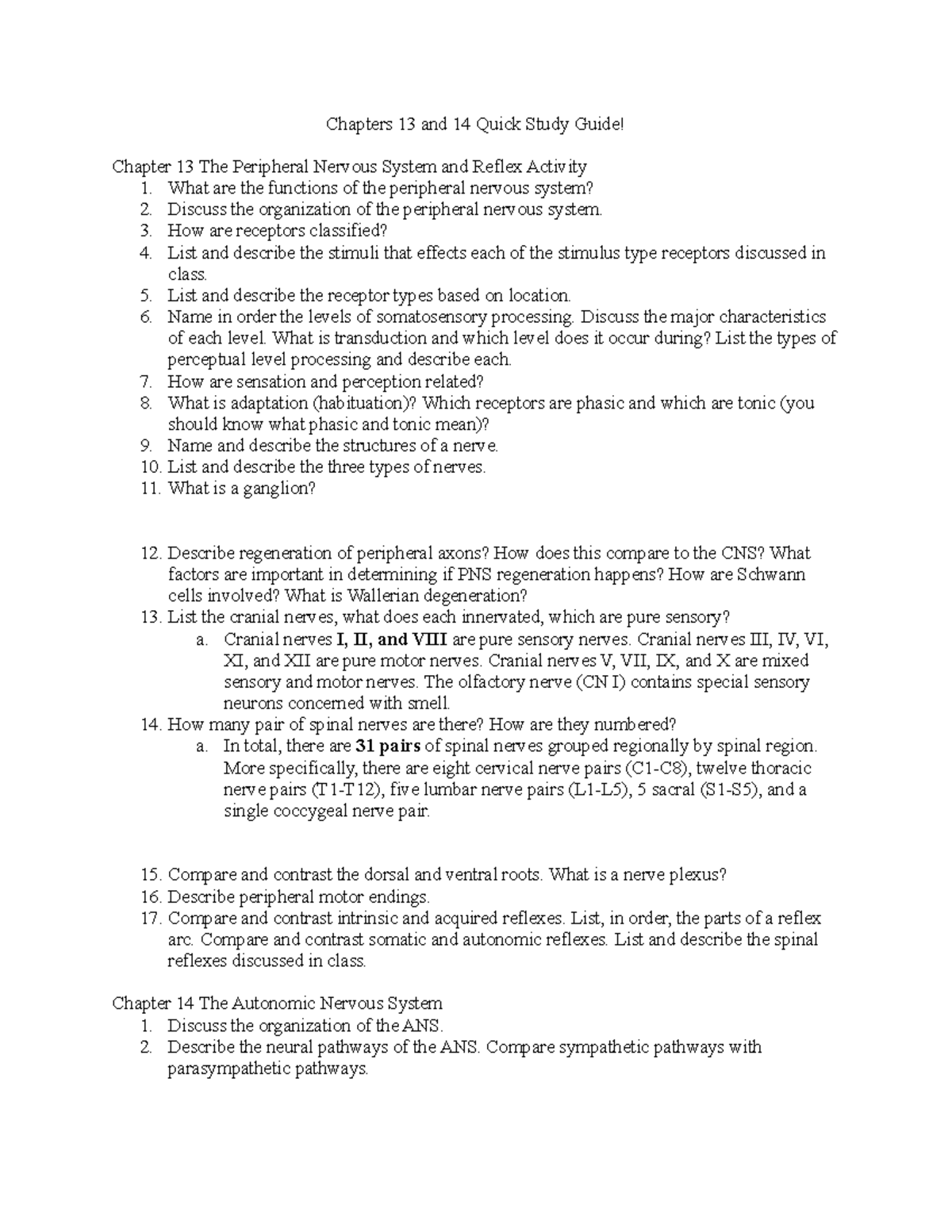 Chapter 13 and 14 Study Guide - Chapters 13 and 14 Quick Study Guide ...