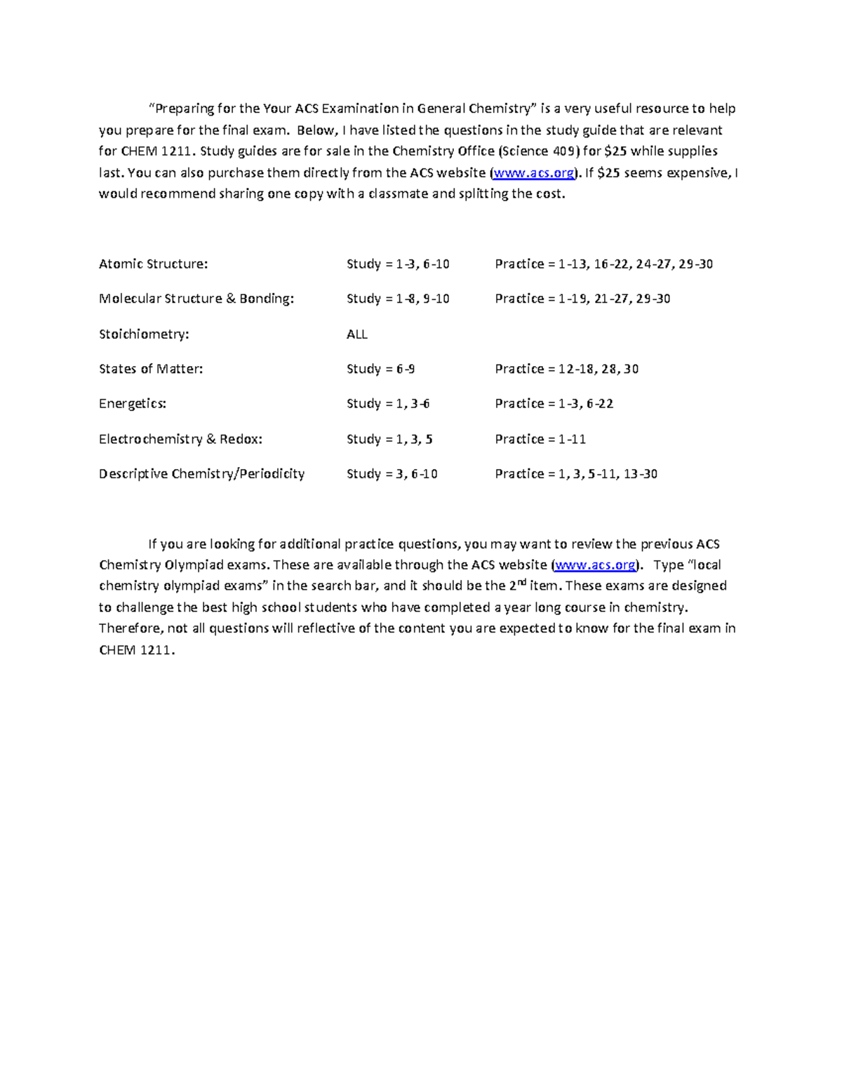 ACS+Study+Guide+Questions - ͞PrepariŶg for the Your AC“ EdžaŵiŶatioŶ iŶ ...